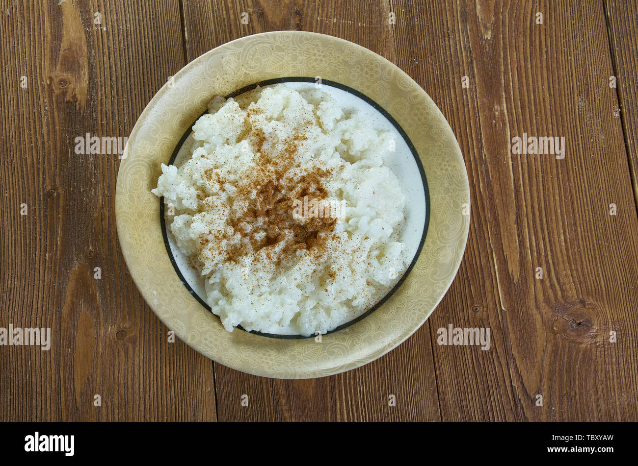 Roz Bel Laban - egyptian style rice pudding close up Stock Photo - Alamy
