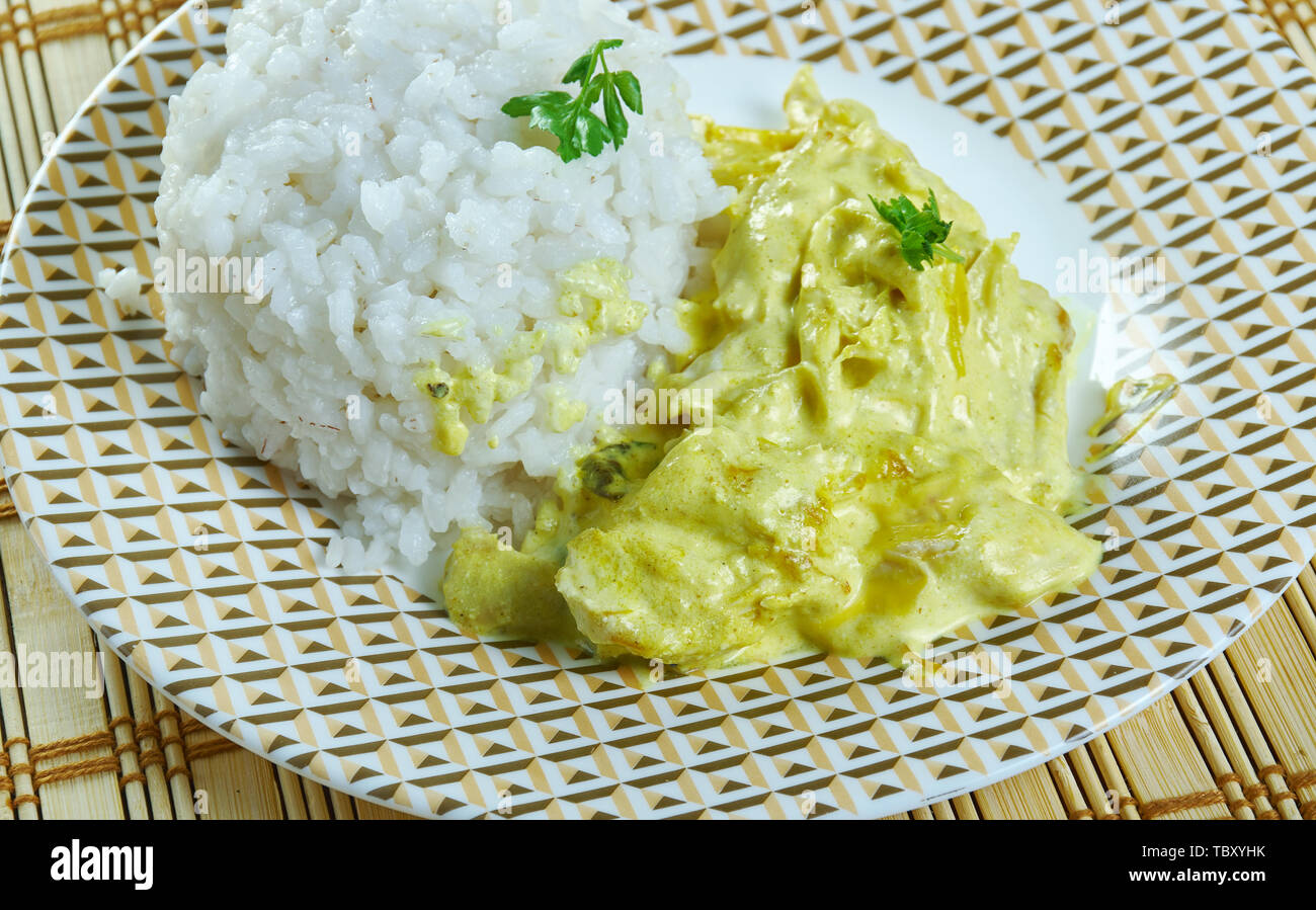 Aji de gallina - Peruvian chicken stewand aji amarillo peppers,served ...
