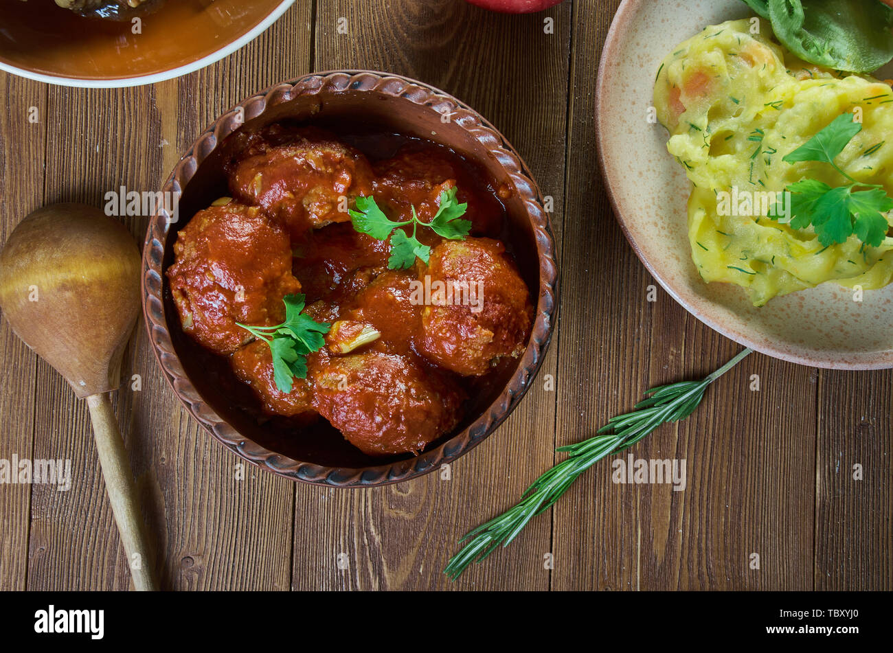 Boulettes sauce tomate. Belgian Meatball, national cuisine, Traditional ...