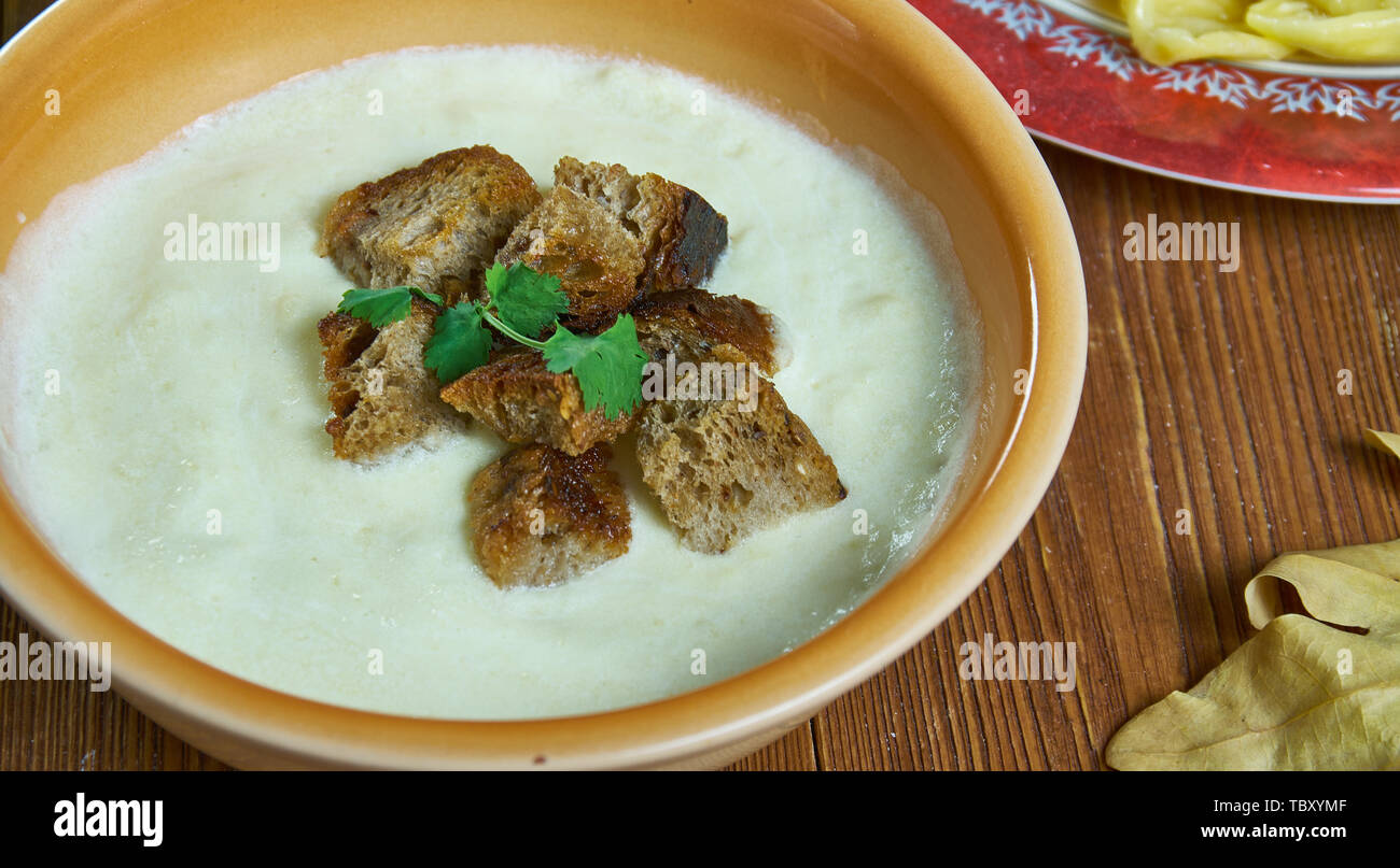 Austrian Garlic Soup With Croutons, national cuisine, Traditional ...