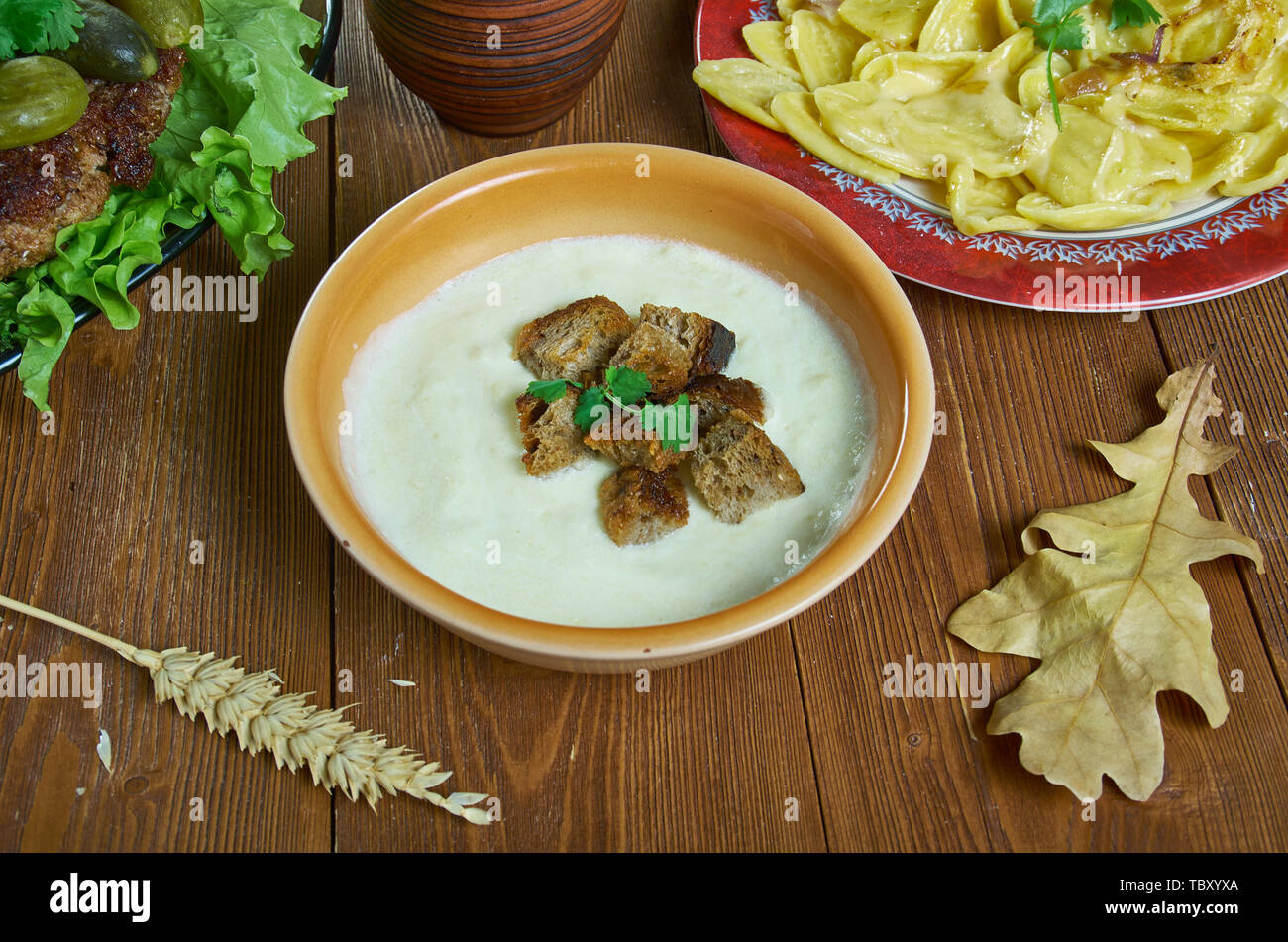 Austrian Garlic Soup With Croutons, national cuisine, Traditional ...