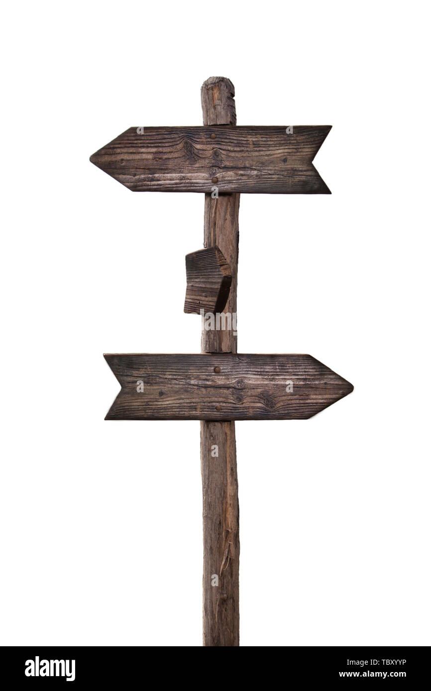 Wooden Arrow Directional Sign Isolated On White Background Stock Photo ...