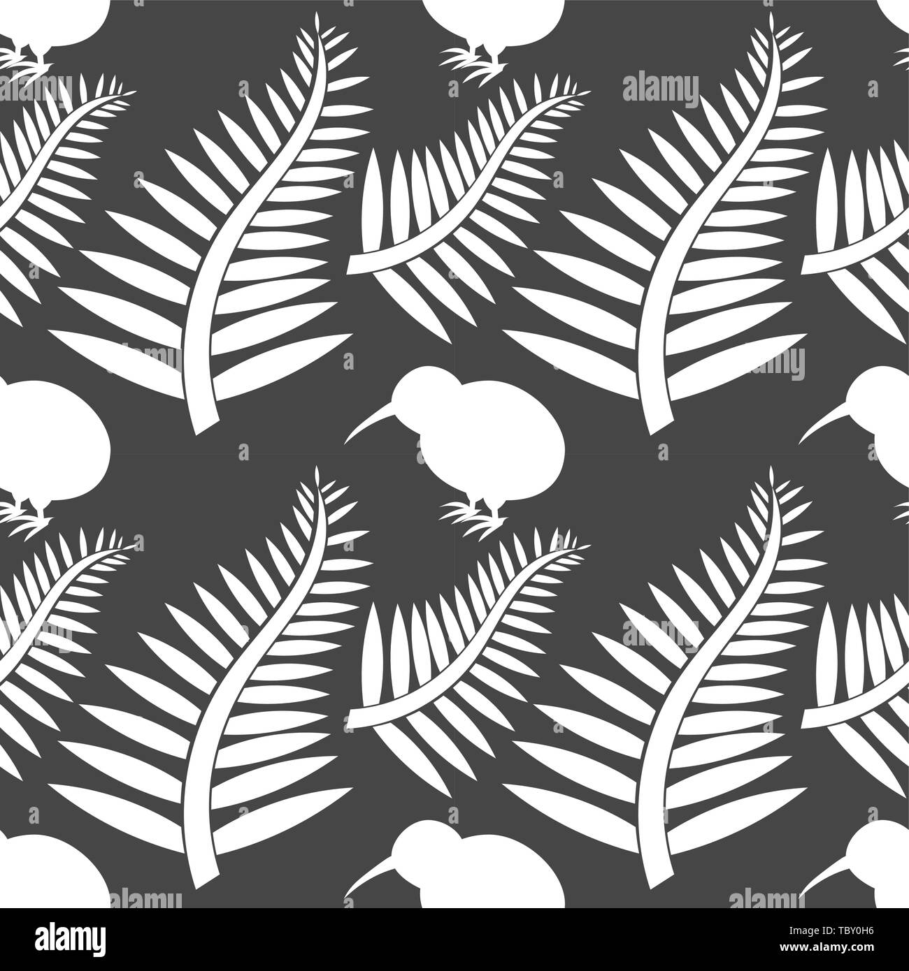 Kiwi bird and ferns seamless pattern. Vector illustration Stock Vector ...