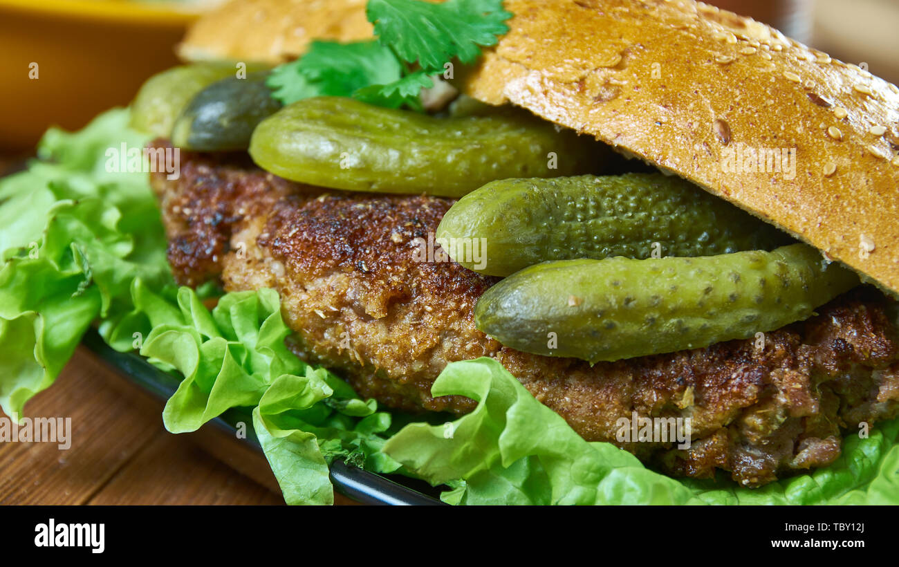 Schnitzelsemmel, German schnitzel in a bun , Austrian national cuisine ...