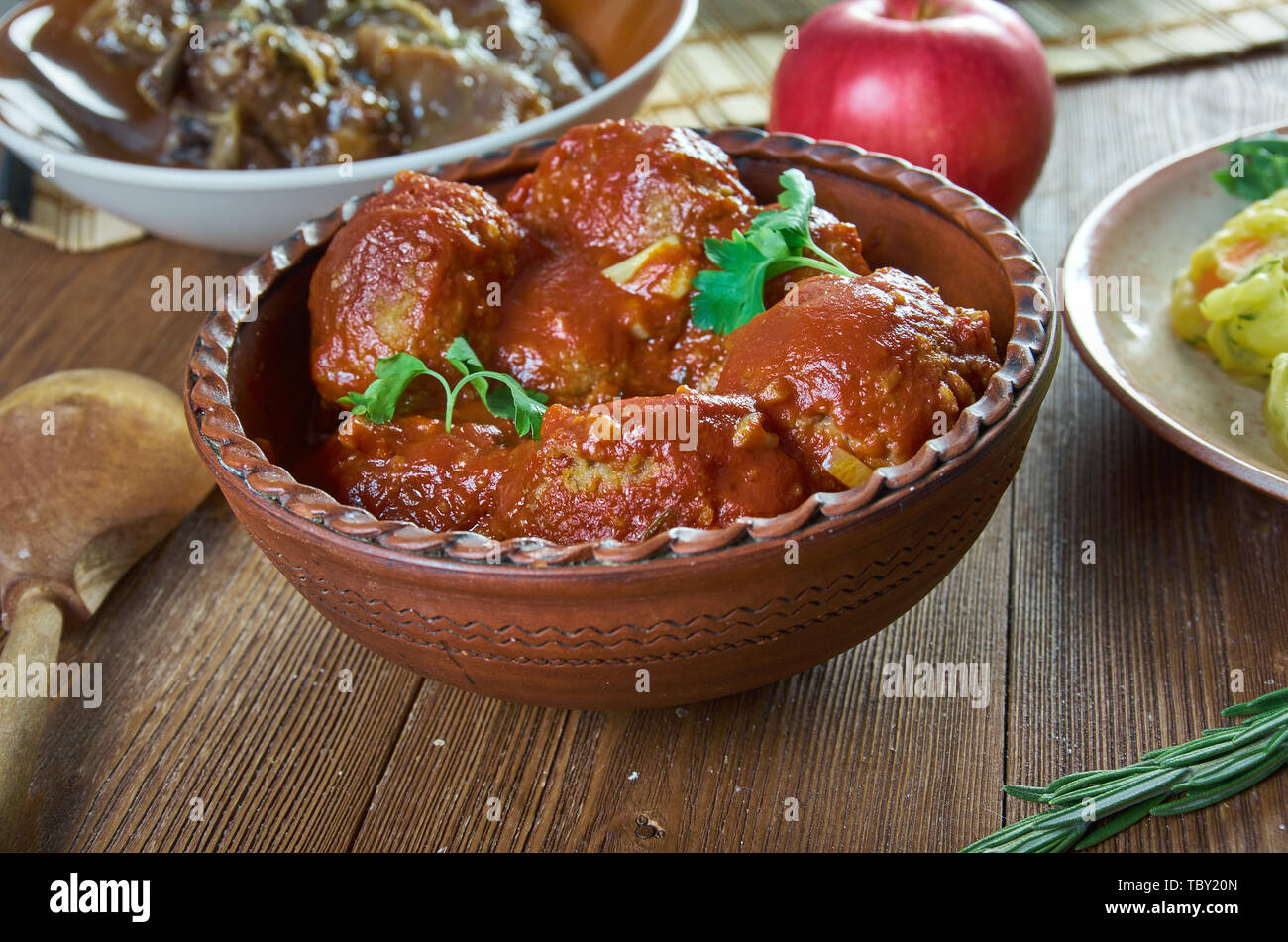 Boulettes sauce tomate. Belgian Meatball, national cuisine, Traditional ...