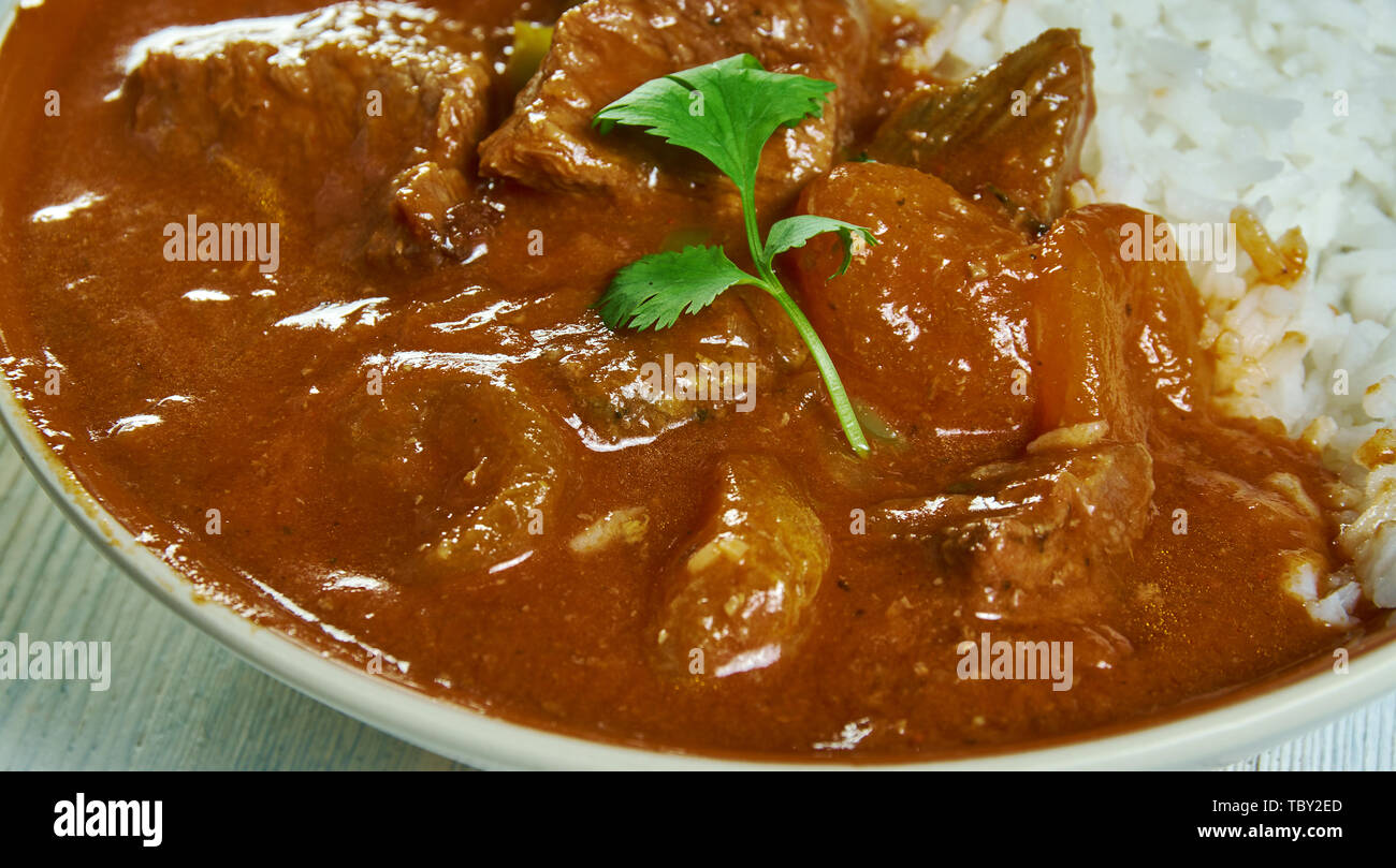 Lamb and apricot Cape Malay curry , Durban Style Lamb, Top view Stock ...
