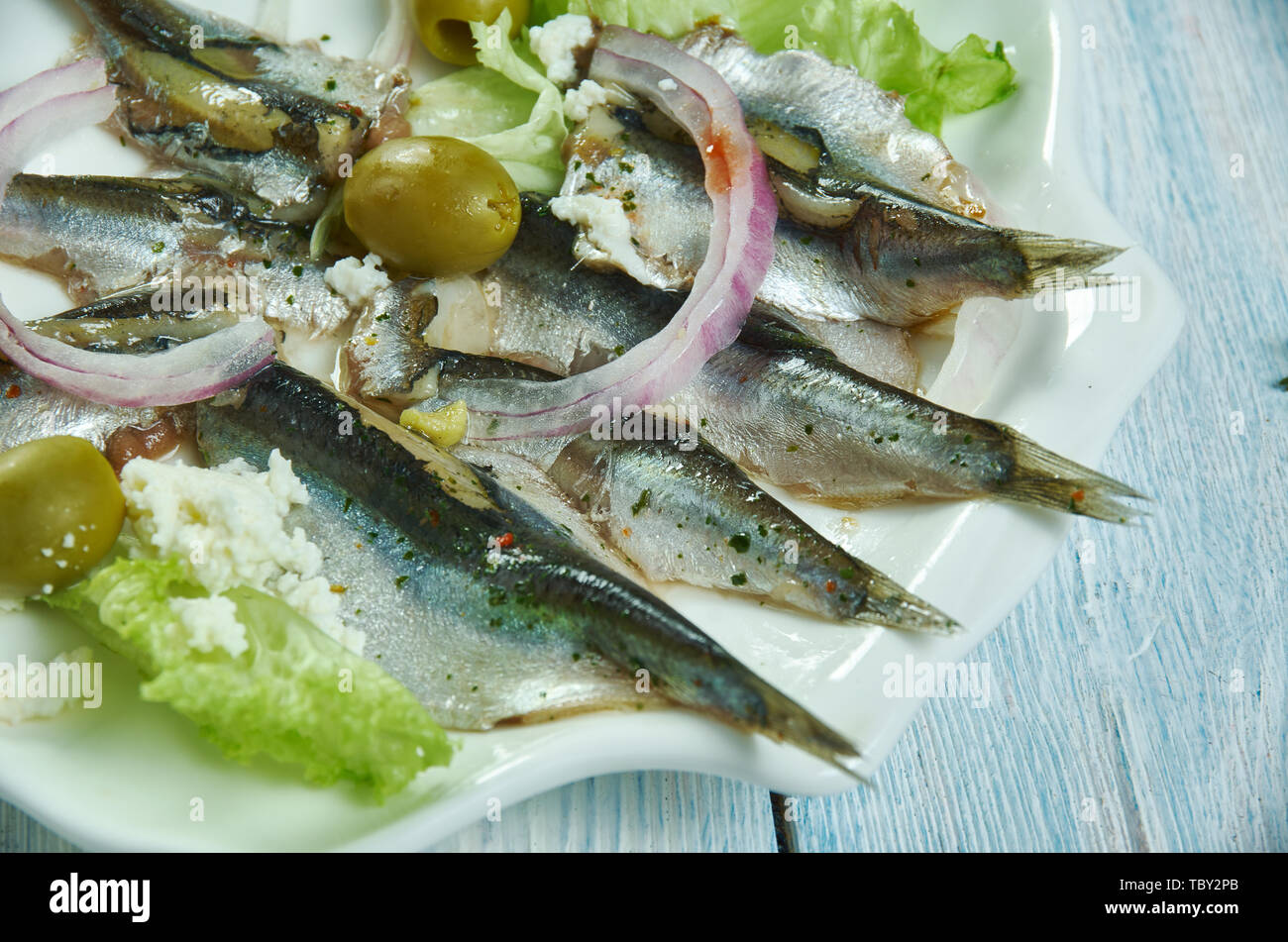 alici marinate, anchovy salad Italian-American cuisine, Traditional ...