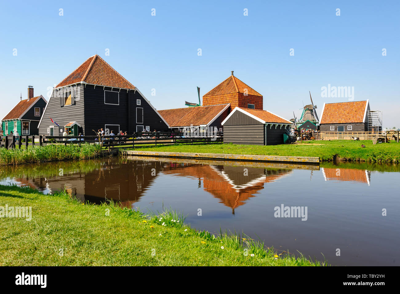 Traditional Dutch village houses in Zaanse Schans, Netherlands Stock ...