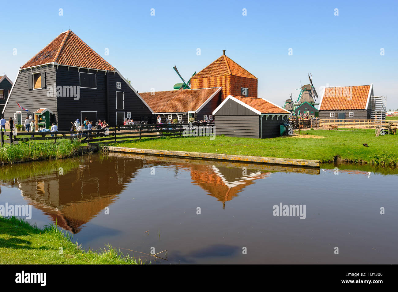 Traditional Dutch village houses in Zaanse Schans, Netherlands Stock ...