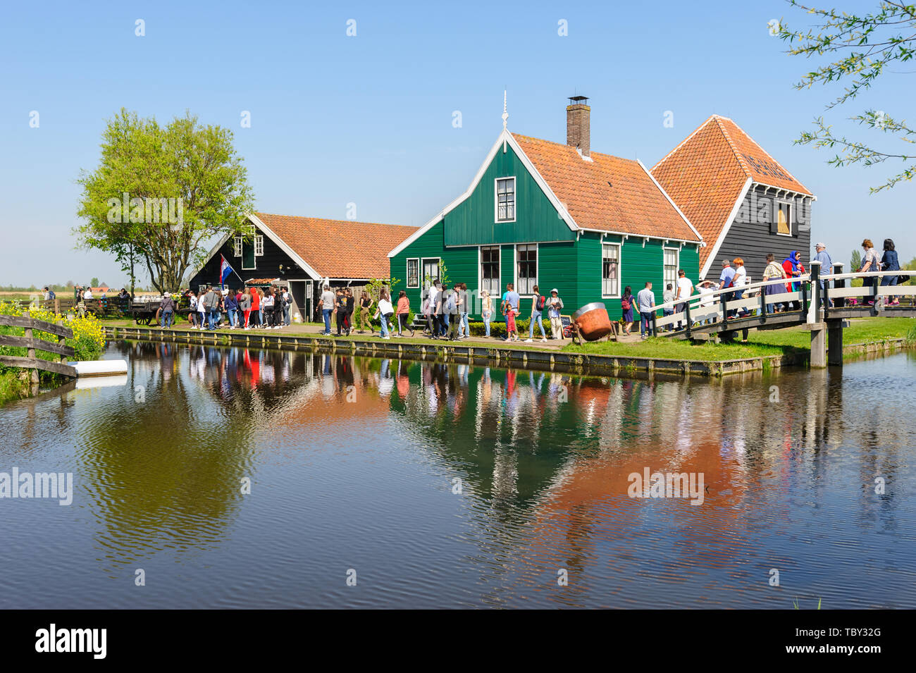 Traditional Dutch village houses in Zaanse Schans, Netherlands Stock ...