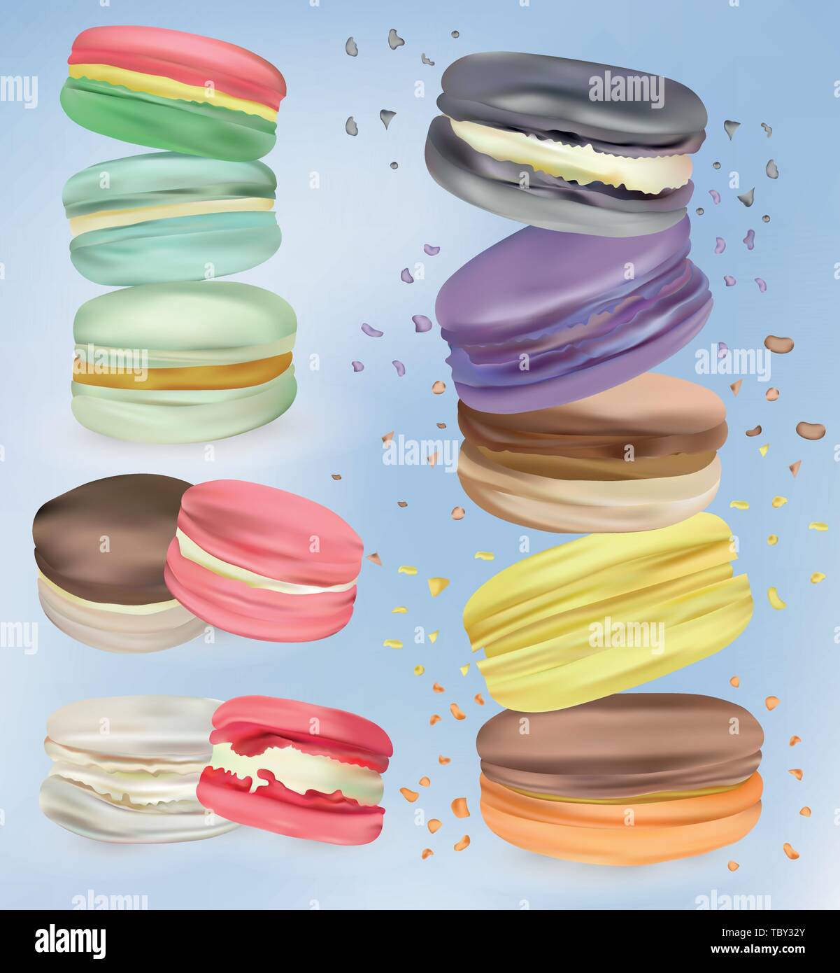 Flying macarons Stock Vector Images - Alamy
