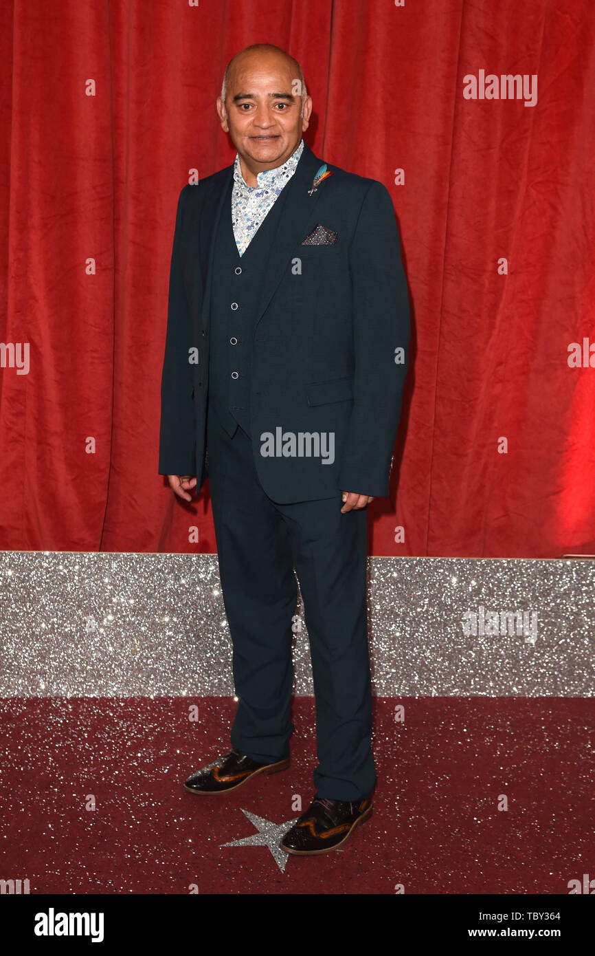 LONDON, UK. June 01, 2019: Bhasker Patel arriving for The British Soap ...