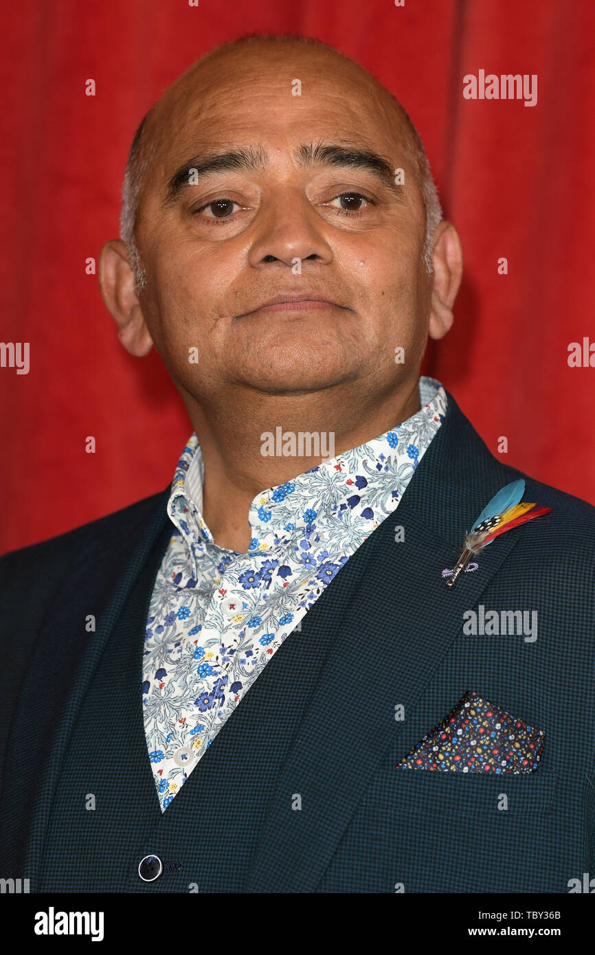 LONDON, UK. June 01, 2019: Bhasker Patel arriving for The British Soap ...