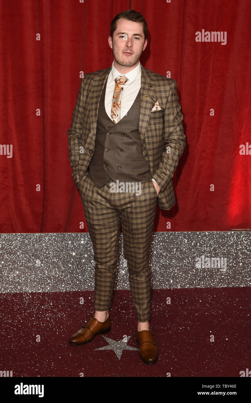 LONDON, UK. June 01, 2019: Max Bowden arriving for The British Soap ...