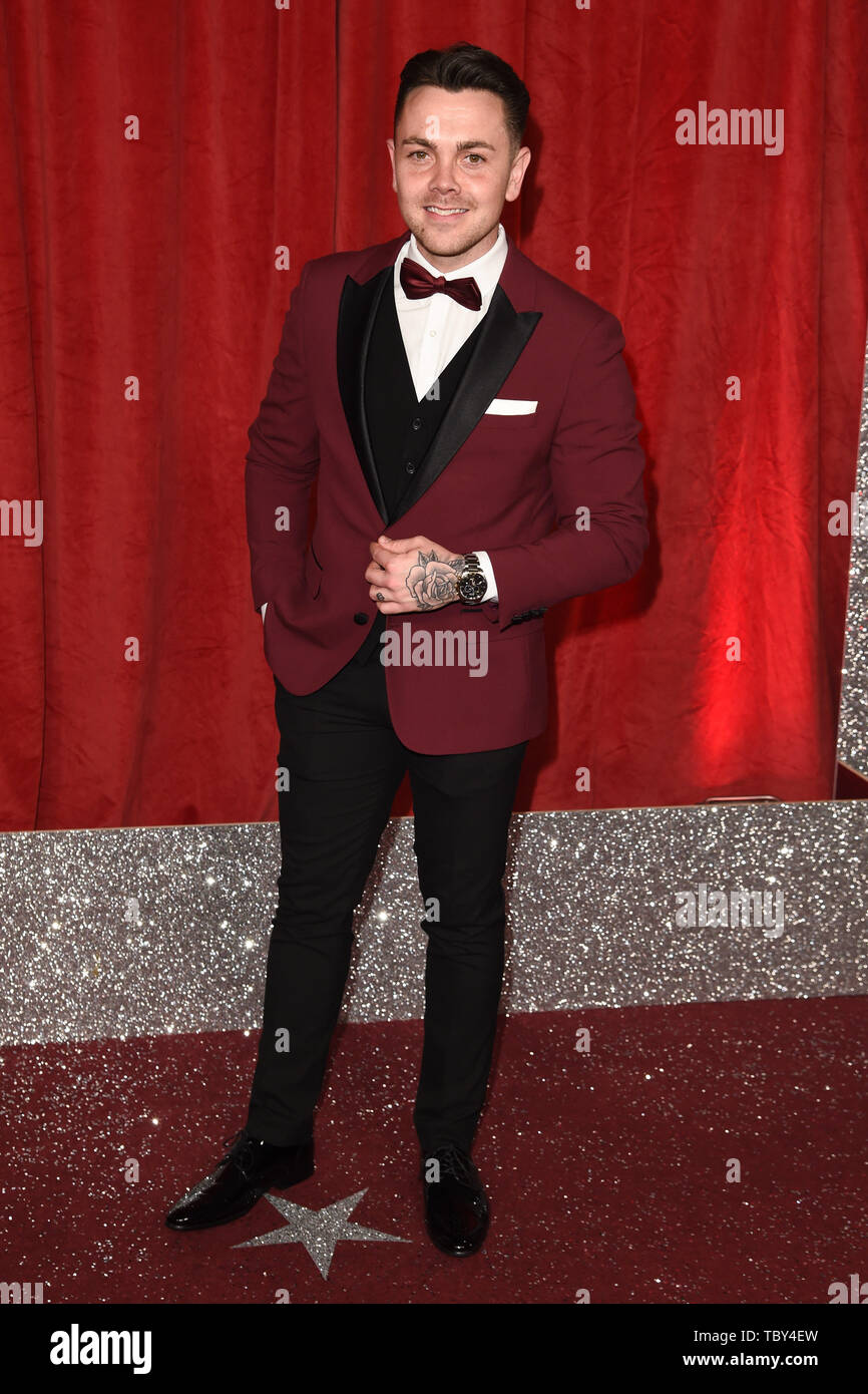 LONDON, UK. June 01, 2019: Ray Quinn arriving for The British Soap ...