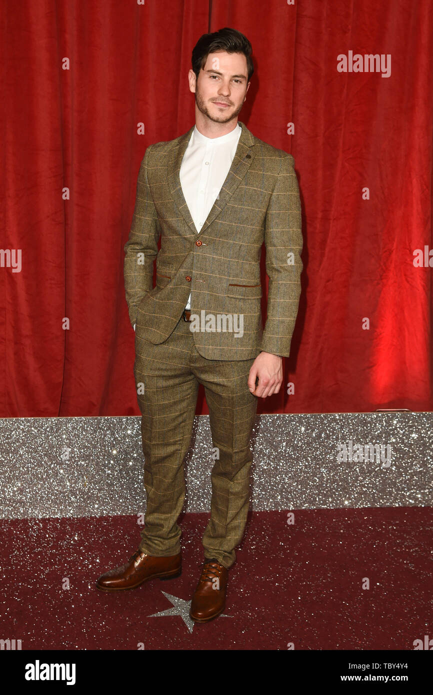 LONDON, UK. June 01, 2019: Toby Smith arriving for The British Soap ...