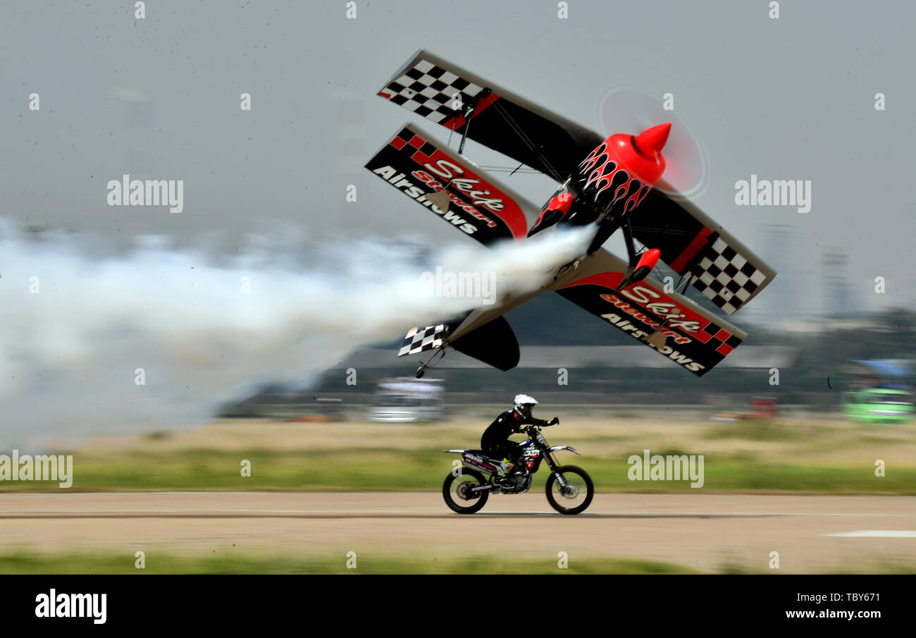 Beijing, China's Henan Province. 3rd June, 2019. An enthusiast flying a ...