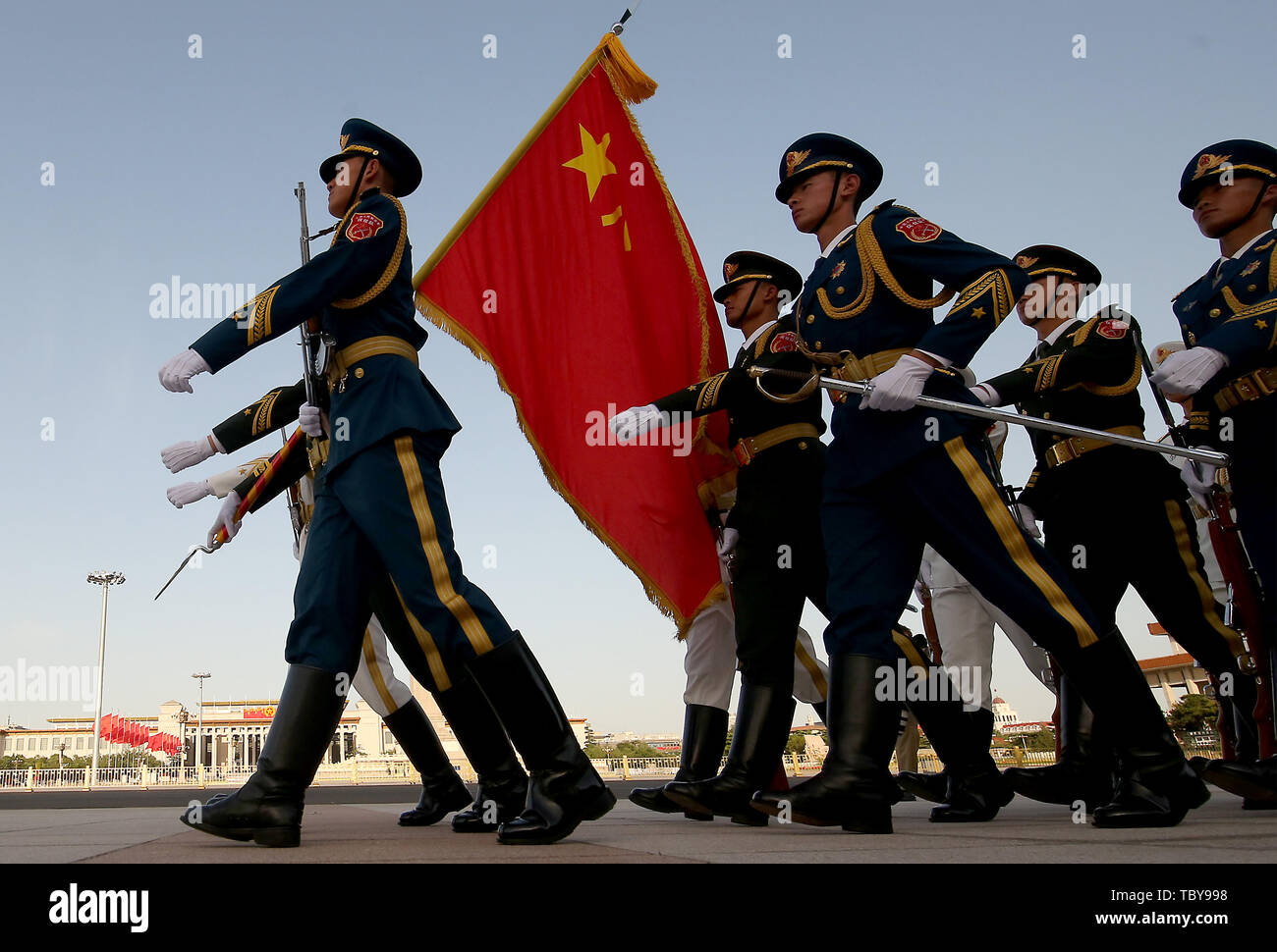 May 28, 2019, Beijing, China: Chinese soldiers perform honor guard ...