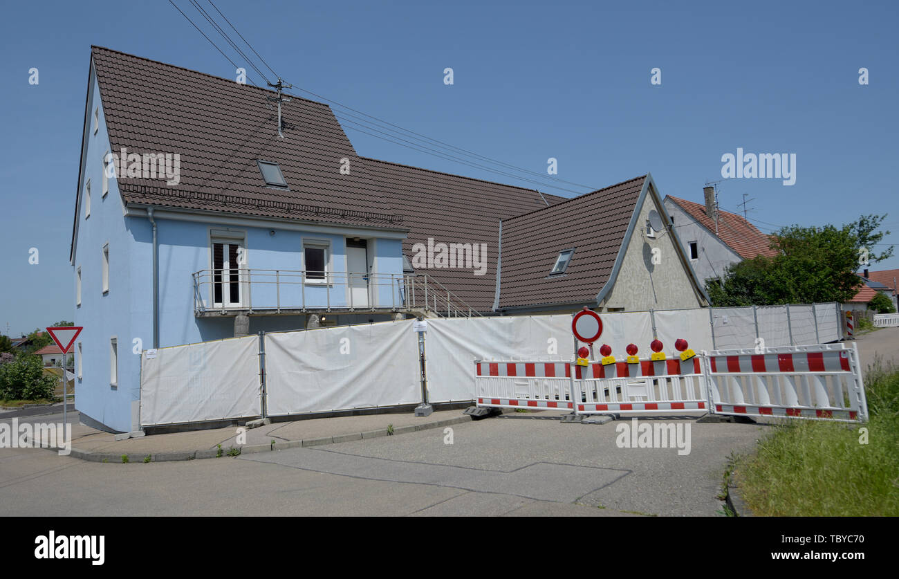 Sontheim An Der Brenz, Germany. 04th June, 2019. A construction fence ...