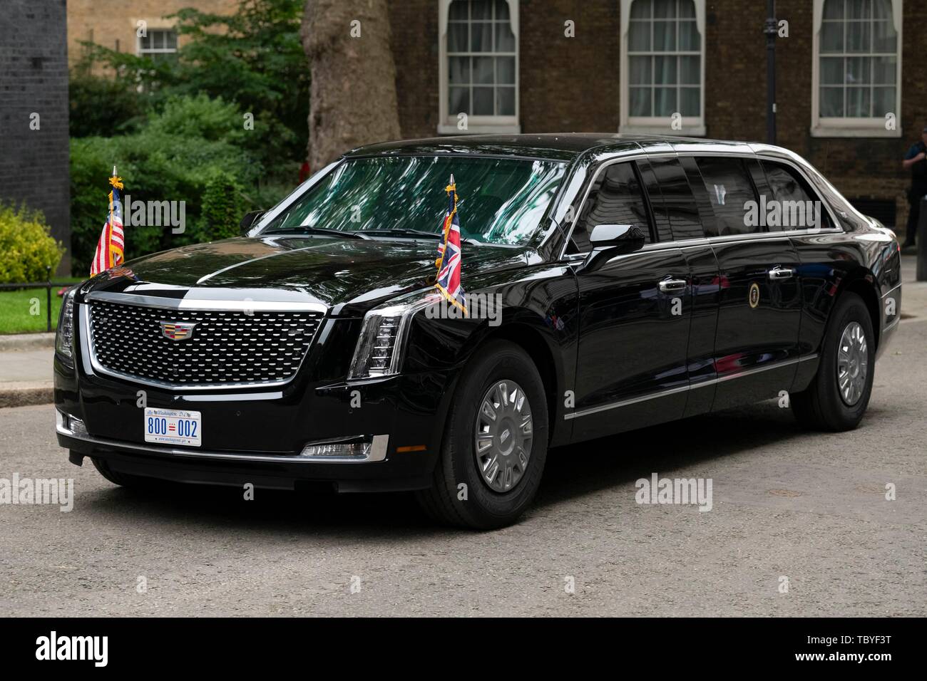 London, UK. 04th June, 2019. US President car THE BEAST at 10 Downing ...