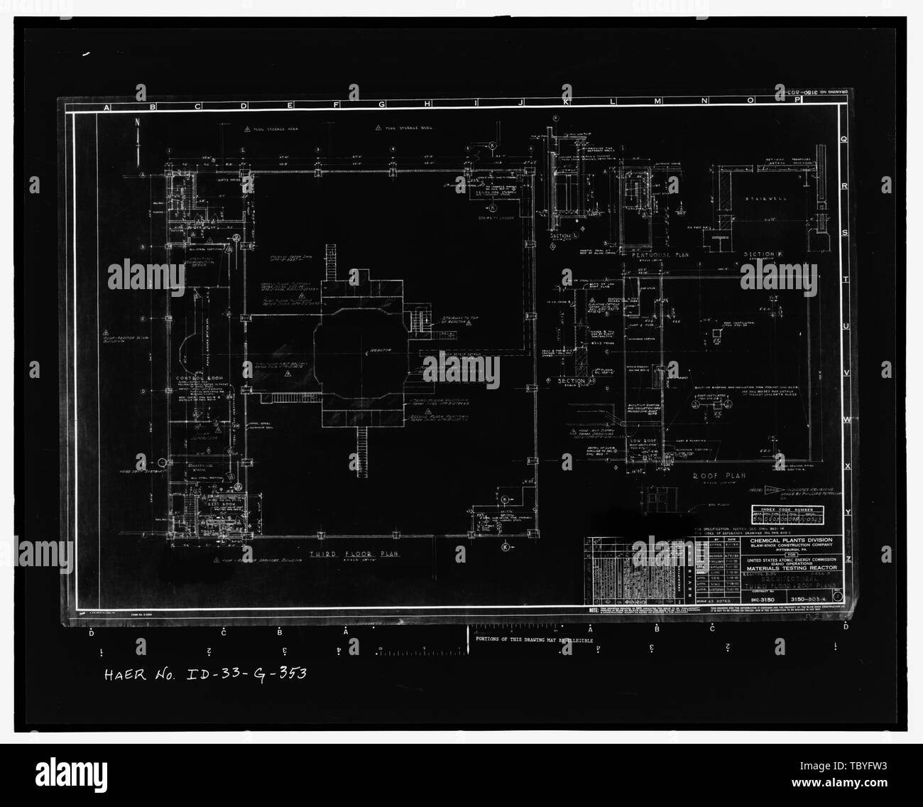 MTR, TRA603. THIRD FLOOR PLAN AND ROOF PLAN. CONTROL ROOM, OFFICES ...
