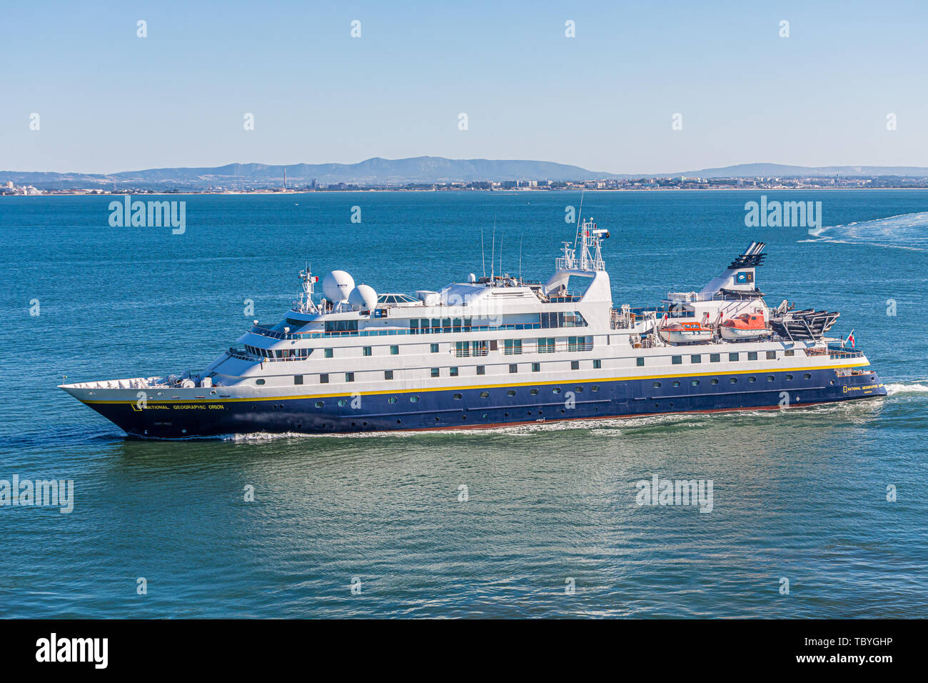 National Geographic Orion Sailing Past Lisbon Stock Photo - Alamy