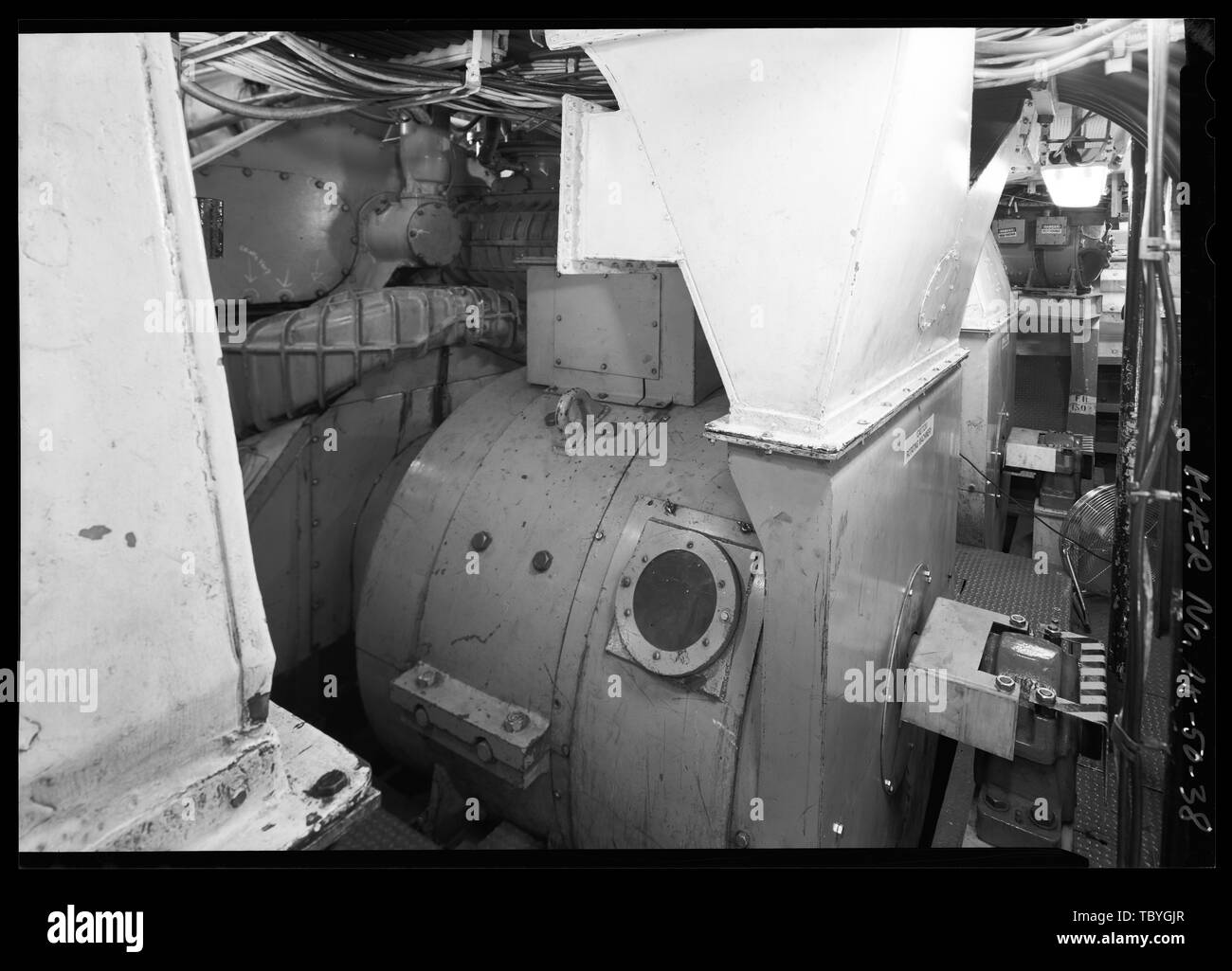 Main engine generator at center of picture, Westinghouse 290 Volts ...