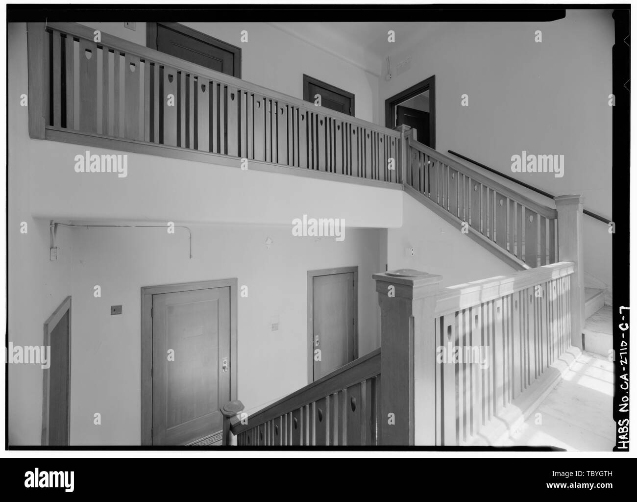 Main stair from landing, looking southeast. Agnews State Hospital, Men ...