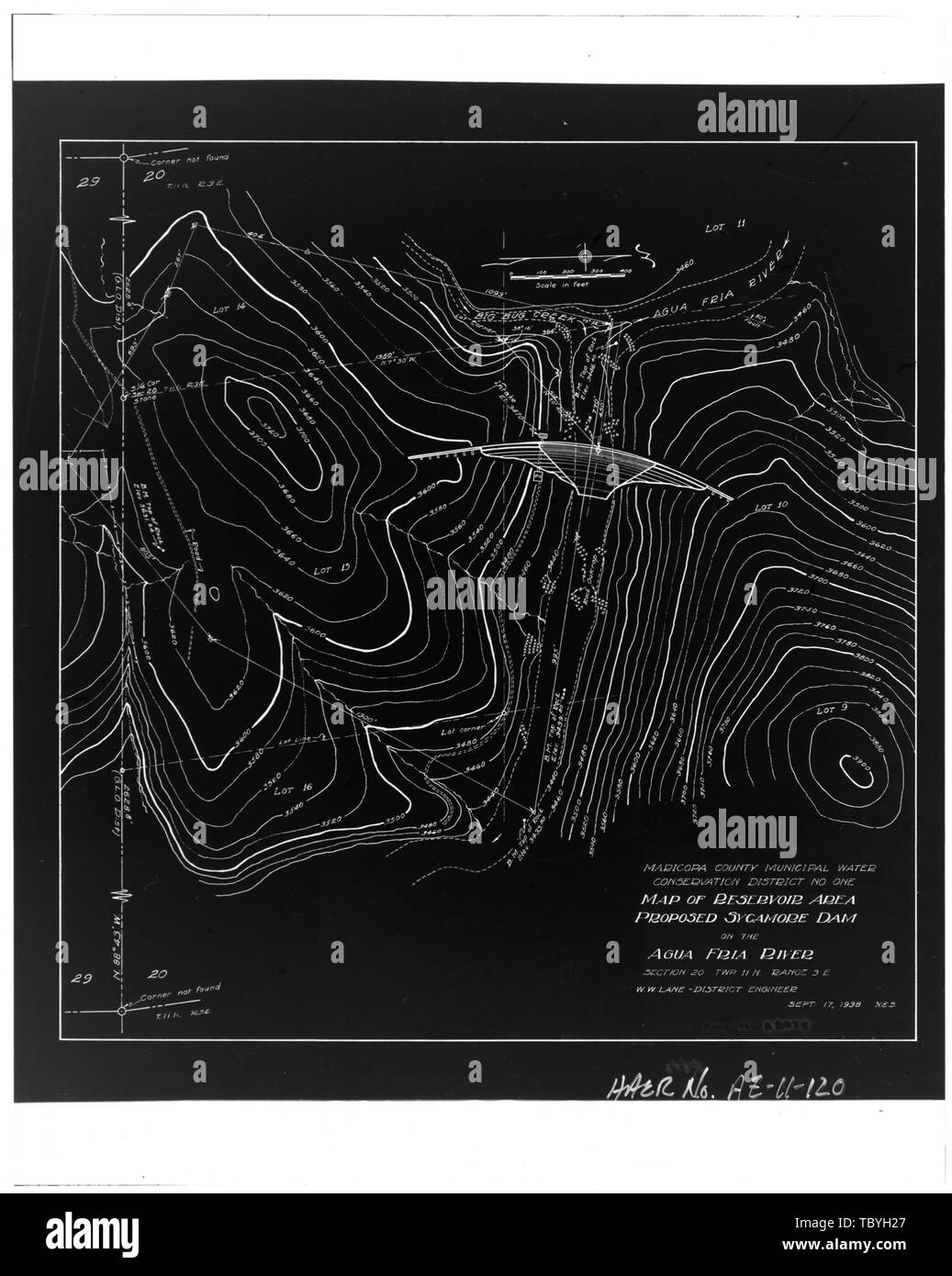 Map of Reservoir Area, Proposed Sycamore Dam on the Agua Fria River ...