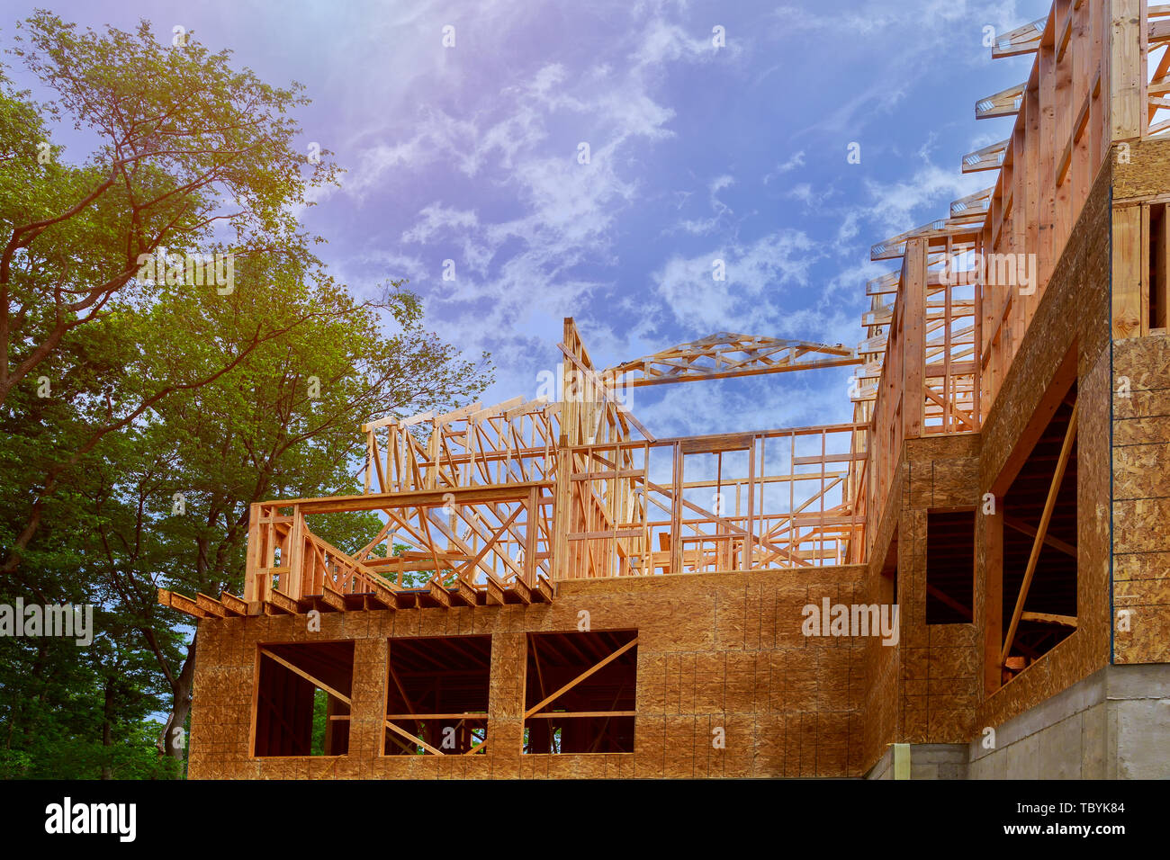Building frame structure on a new development timber frame for a ...