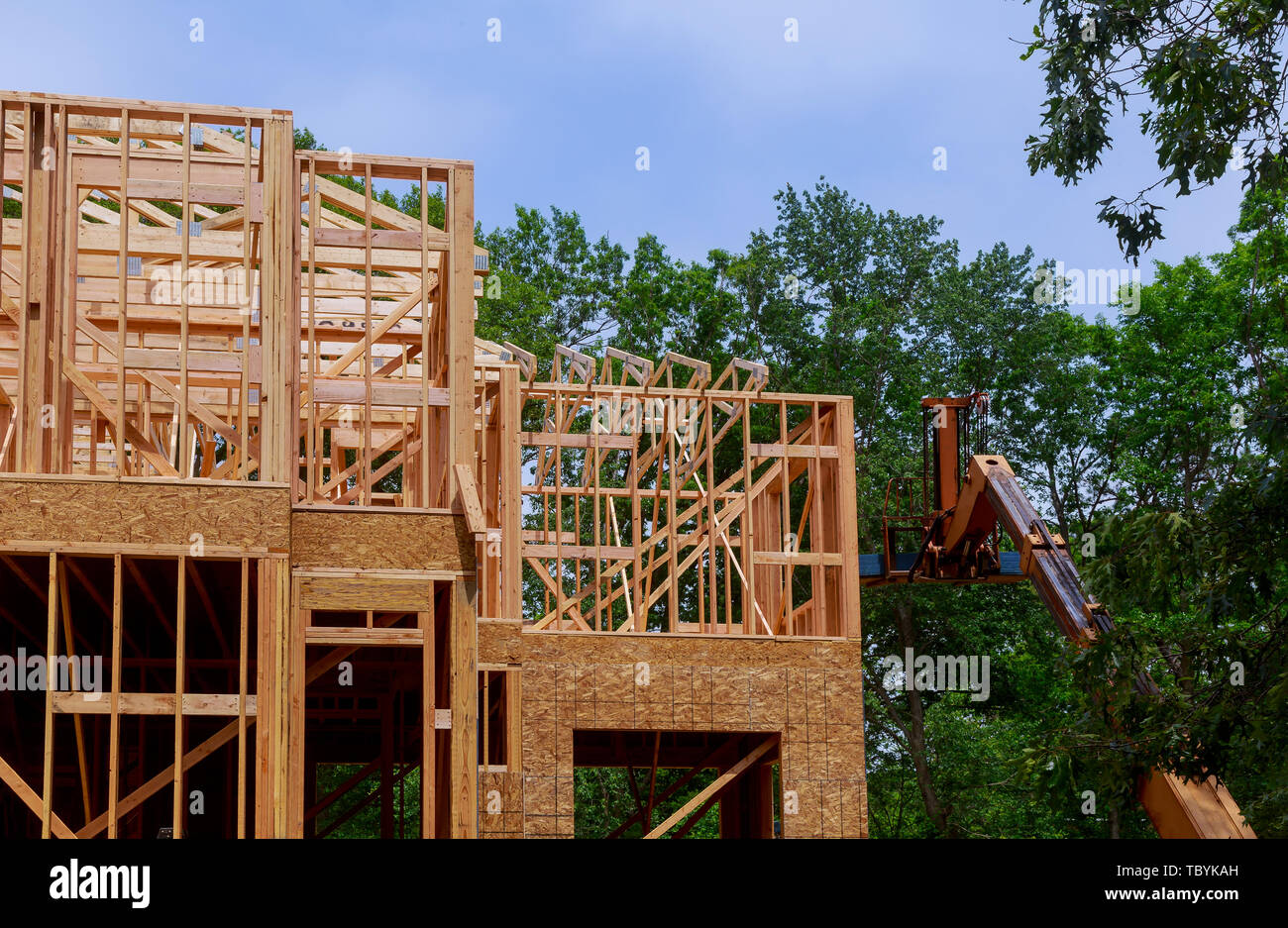 Building construction, wood framing and beam construction structure at ...