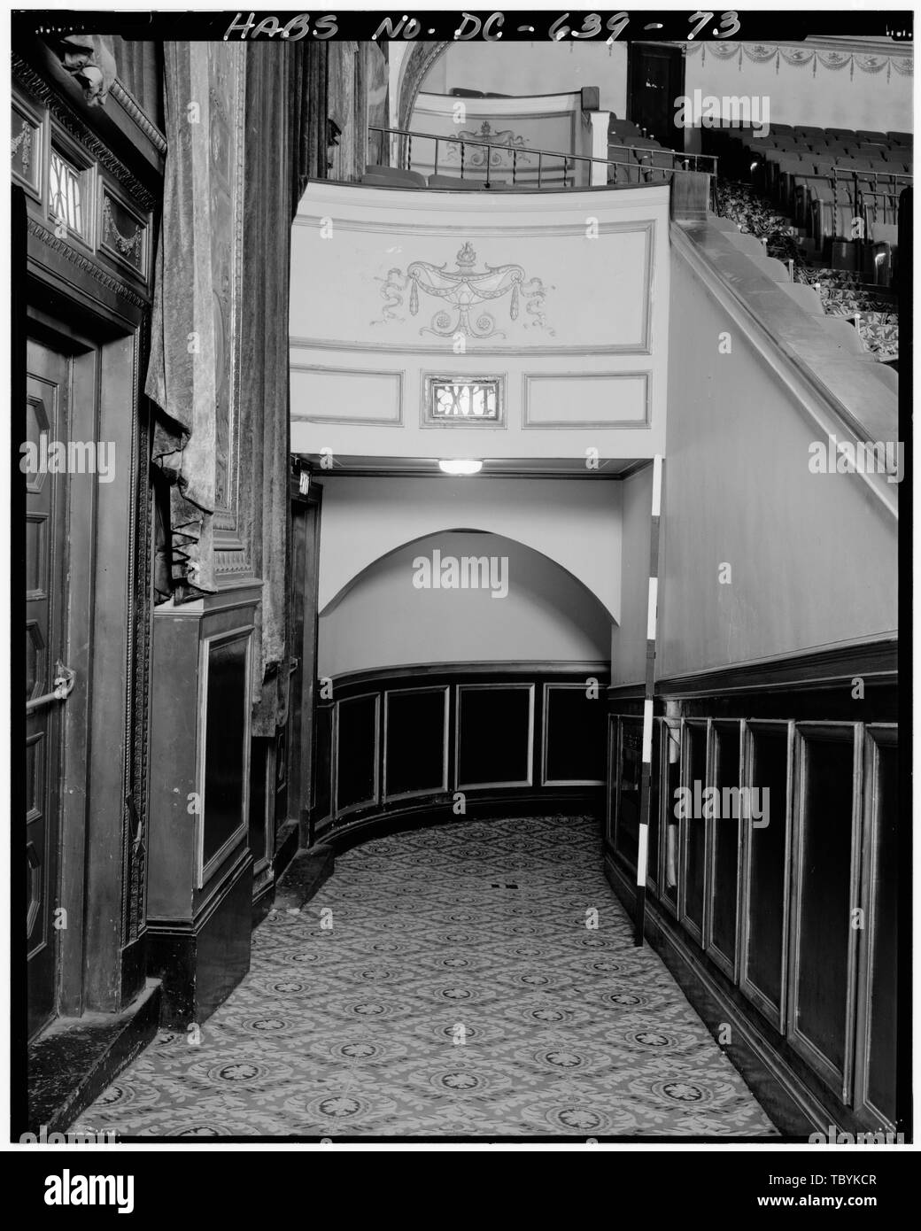 Mezzanine promenade, looking north, west vomitory Earle Theatre ...