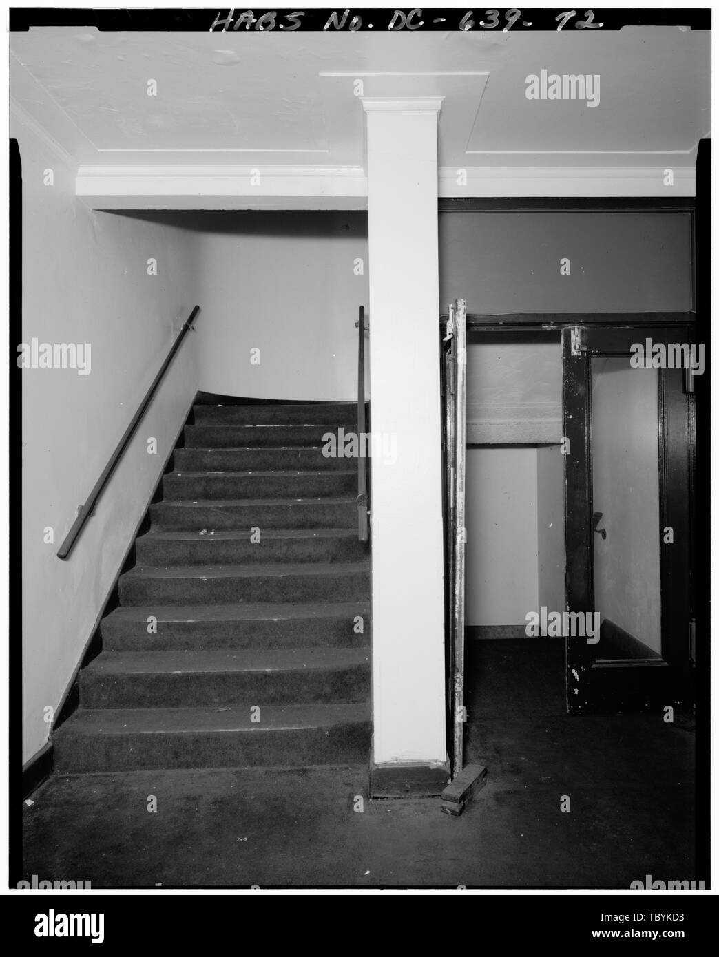 Mezzanine promenade level, looking north, stairs to balcony and theater ...