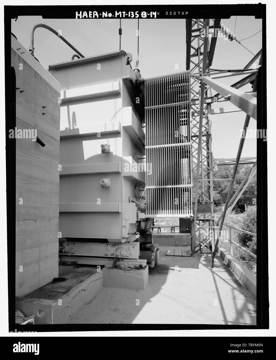 Modern stepup transformer, view to northwest Morony Hydroelectric ...