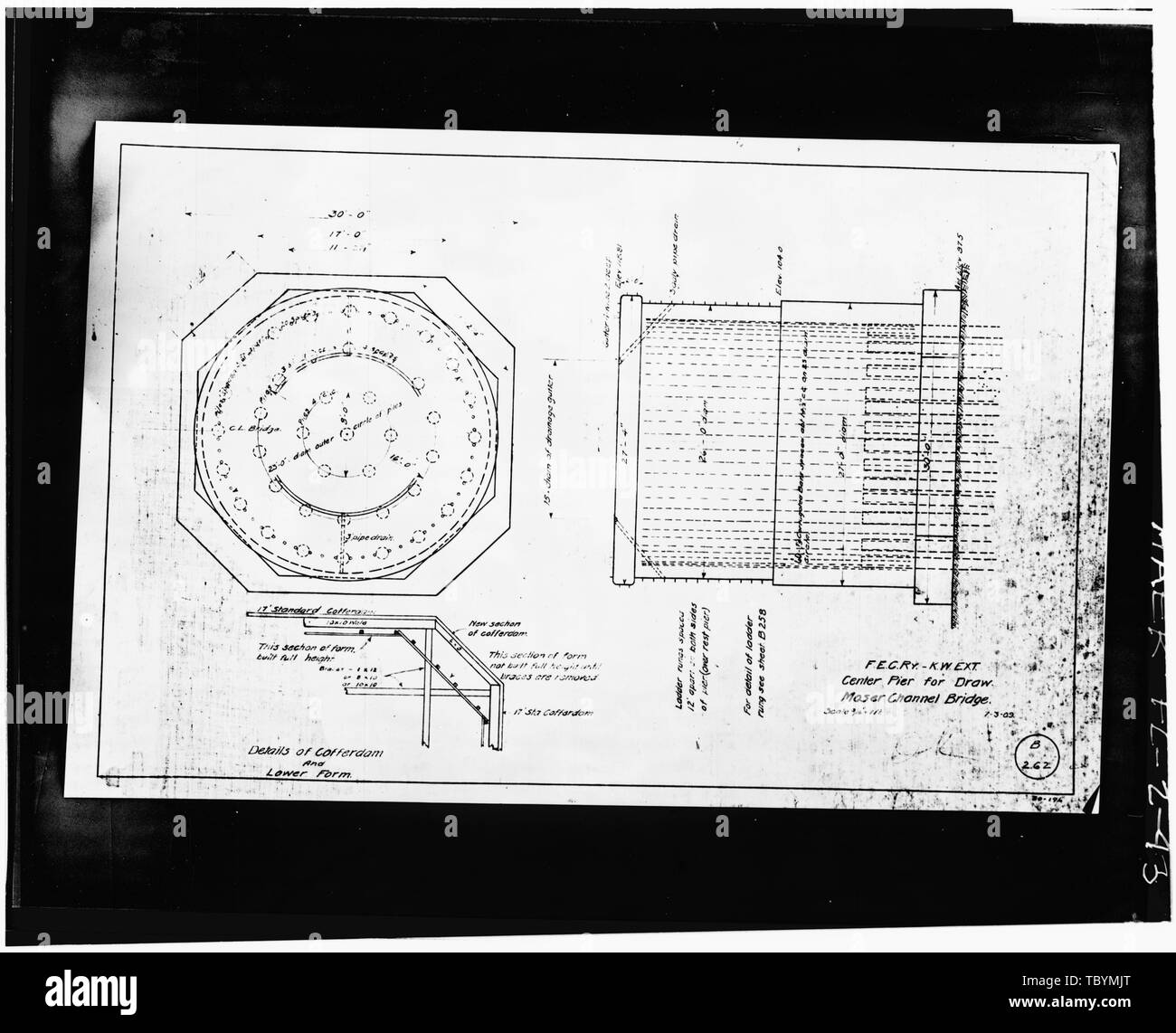 Moser Channel Bridge, details of Center Pier for Draw, 7309 (Dwg B262 ...