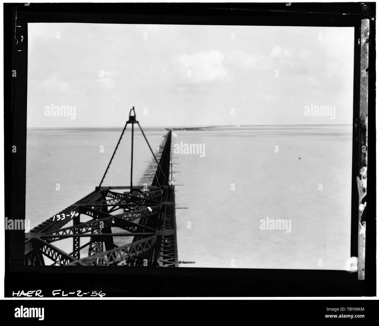 Moser Channel Bridge, view of upper steel framing of draw span wtracks ...