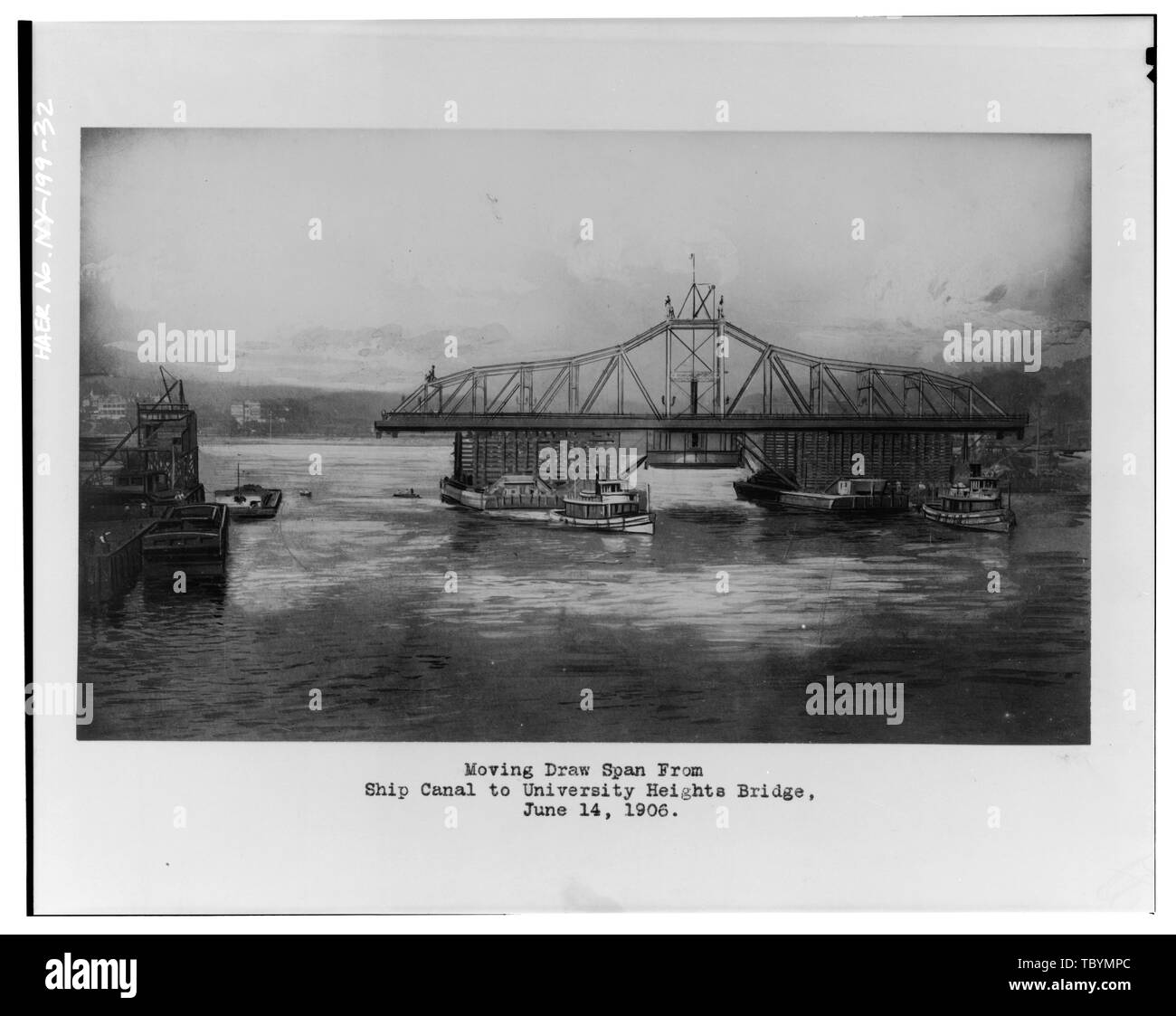 Moving draw span from Ship Canal to University Heights Bridge. June 14 ...