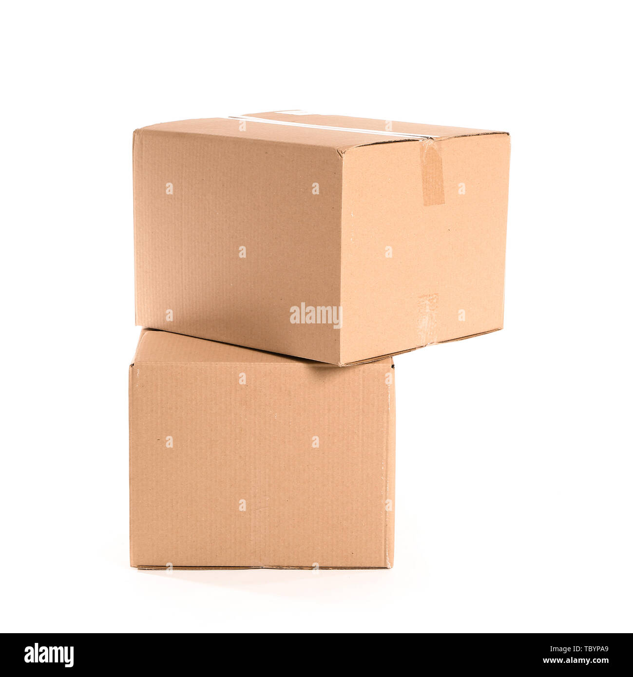 Cardboard boxes on white background Stock Photo - Alamy
