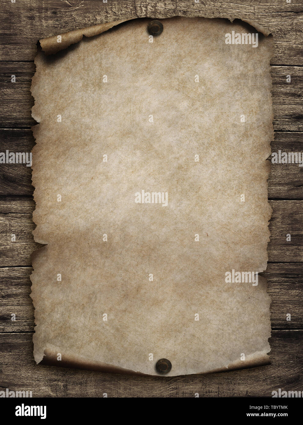Worn scroll or parchment on wooden wall Stock Photo - Alamy