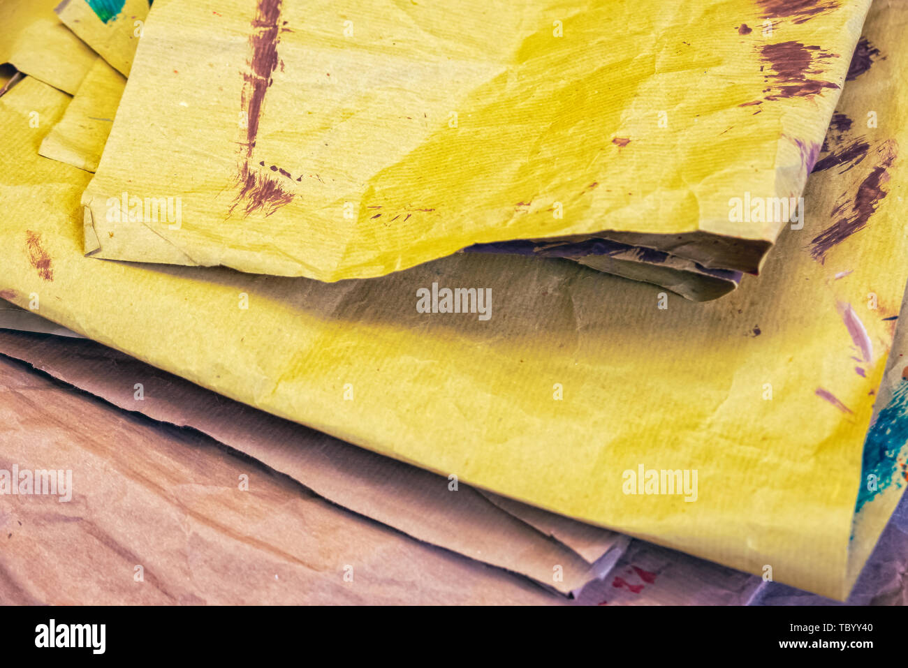 Old paper painted with colorful paint Stock Photo - Alamy