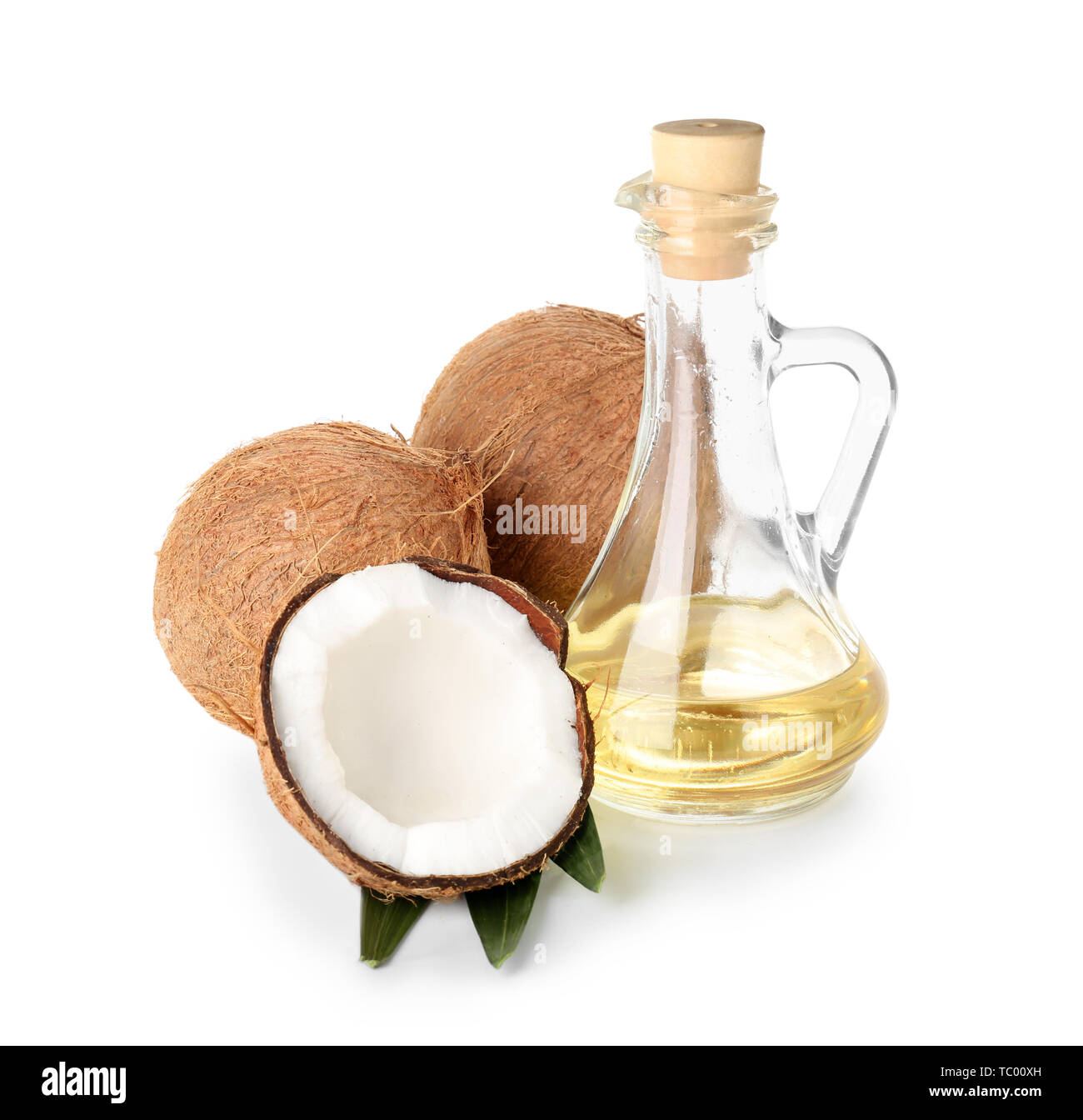 Composition with coconut oil on white background Stock Photo - Alamy