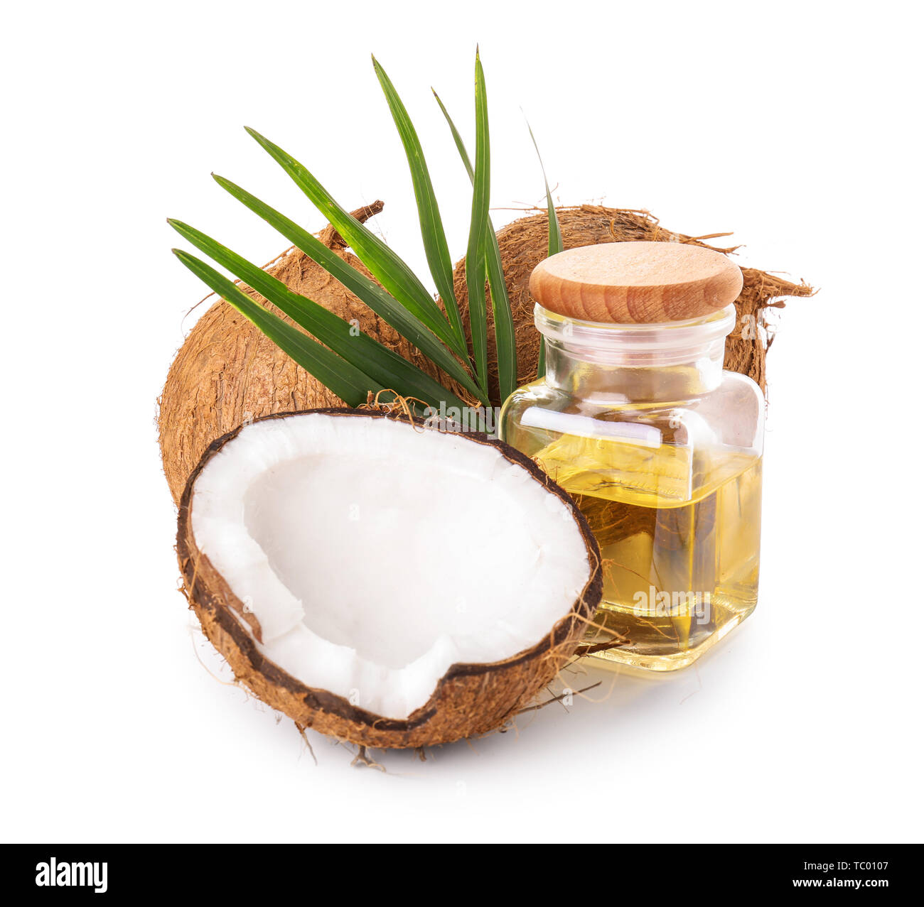 Composition with coconut oil on white background Stock Photo - Alamy