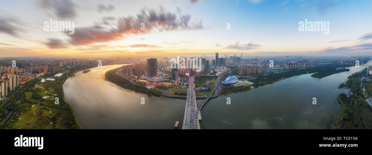 Aerial panorama of Hunhe Bay, Shenyang Stock Photo - Alamy