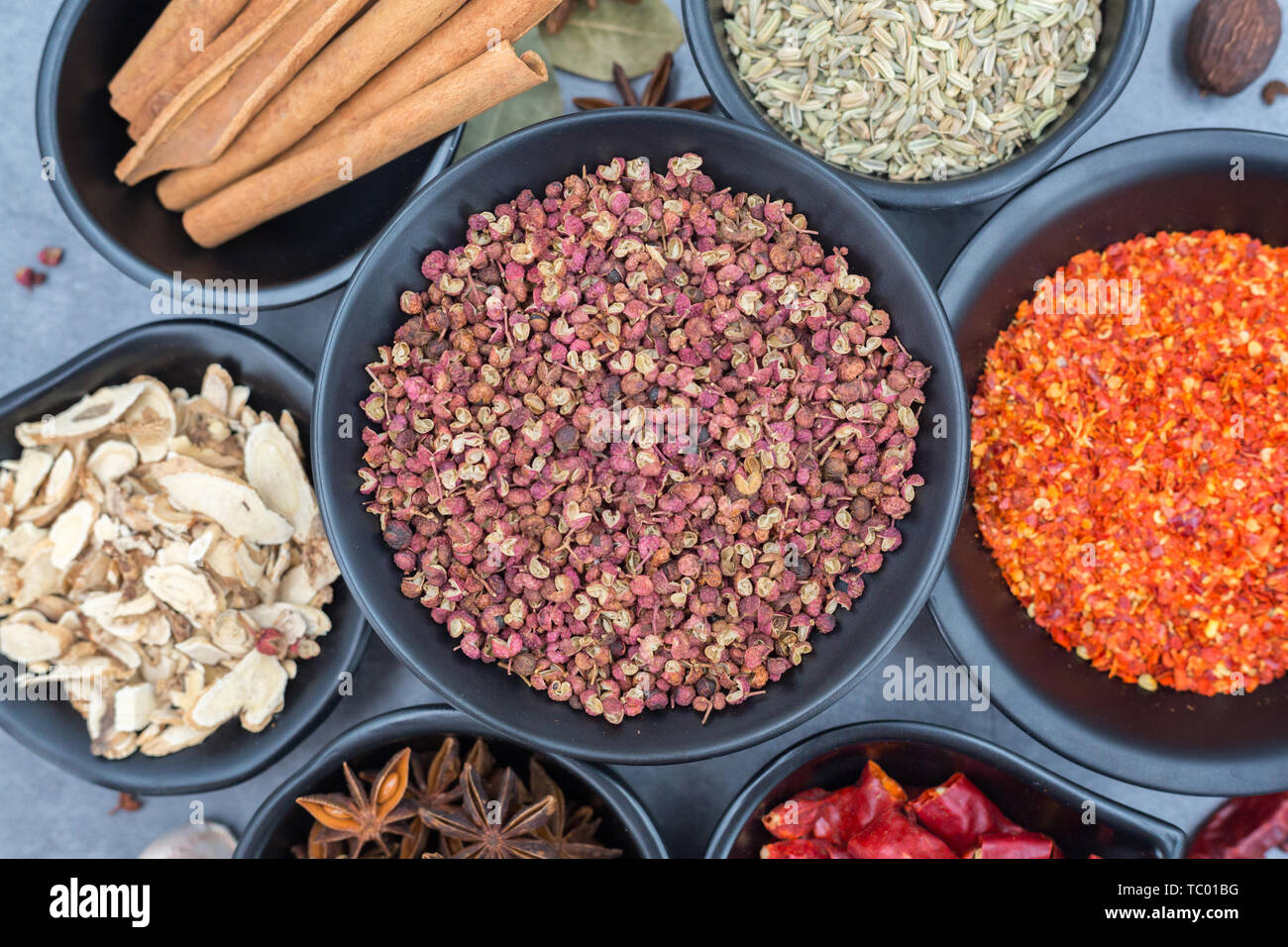 All kinds of seasonings, Chinese seasonings, high angle overhead shot ...