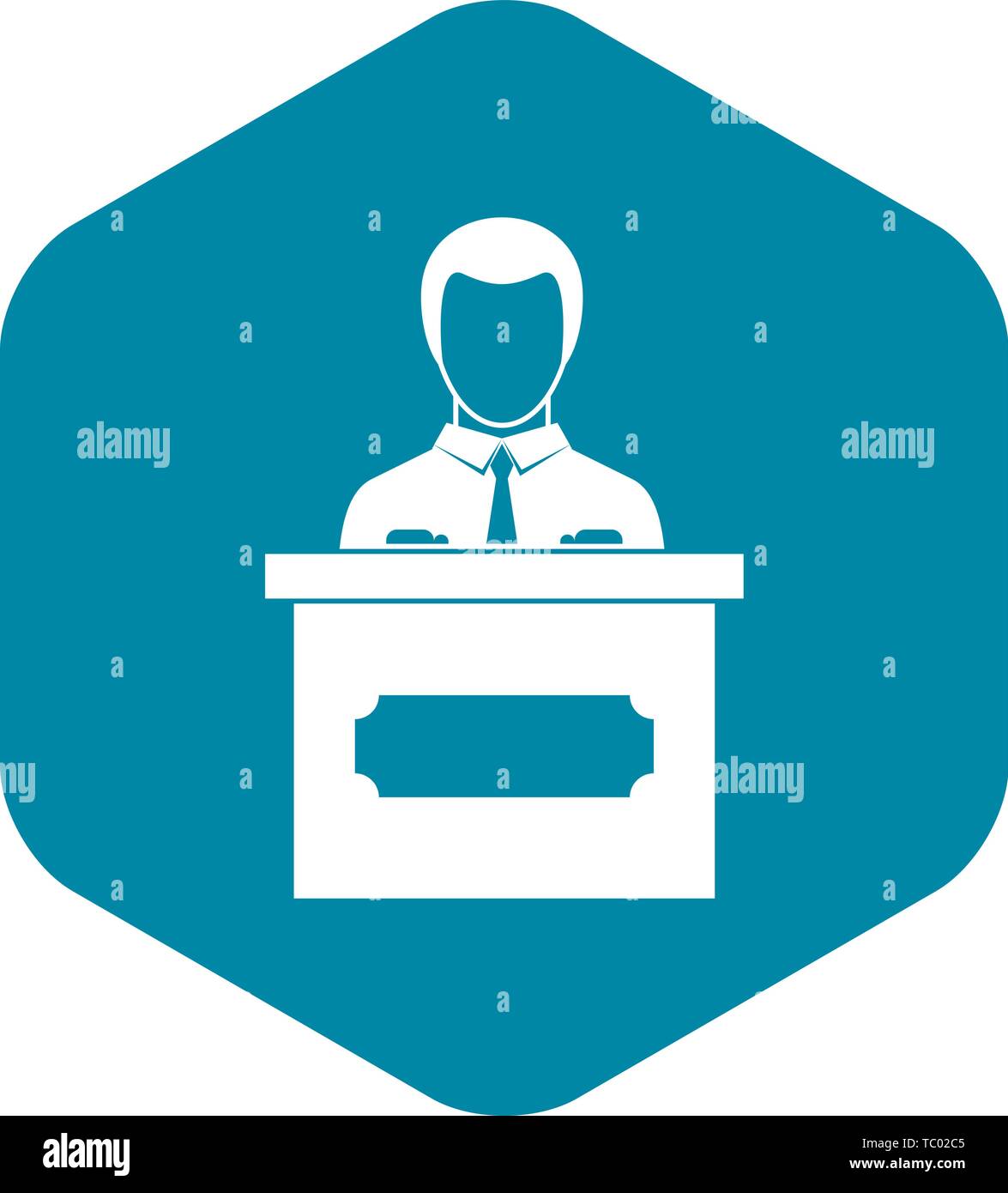 Businessman giving presentation icon, simple style Stock Vector Image ...
