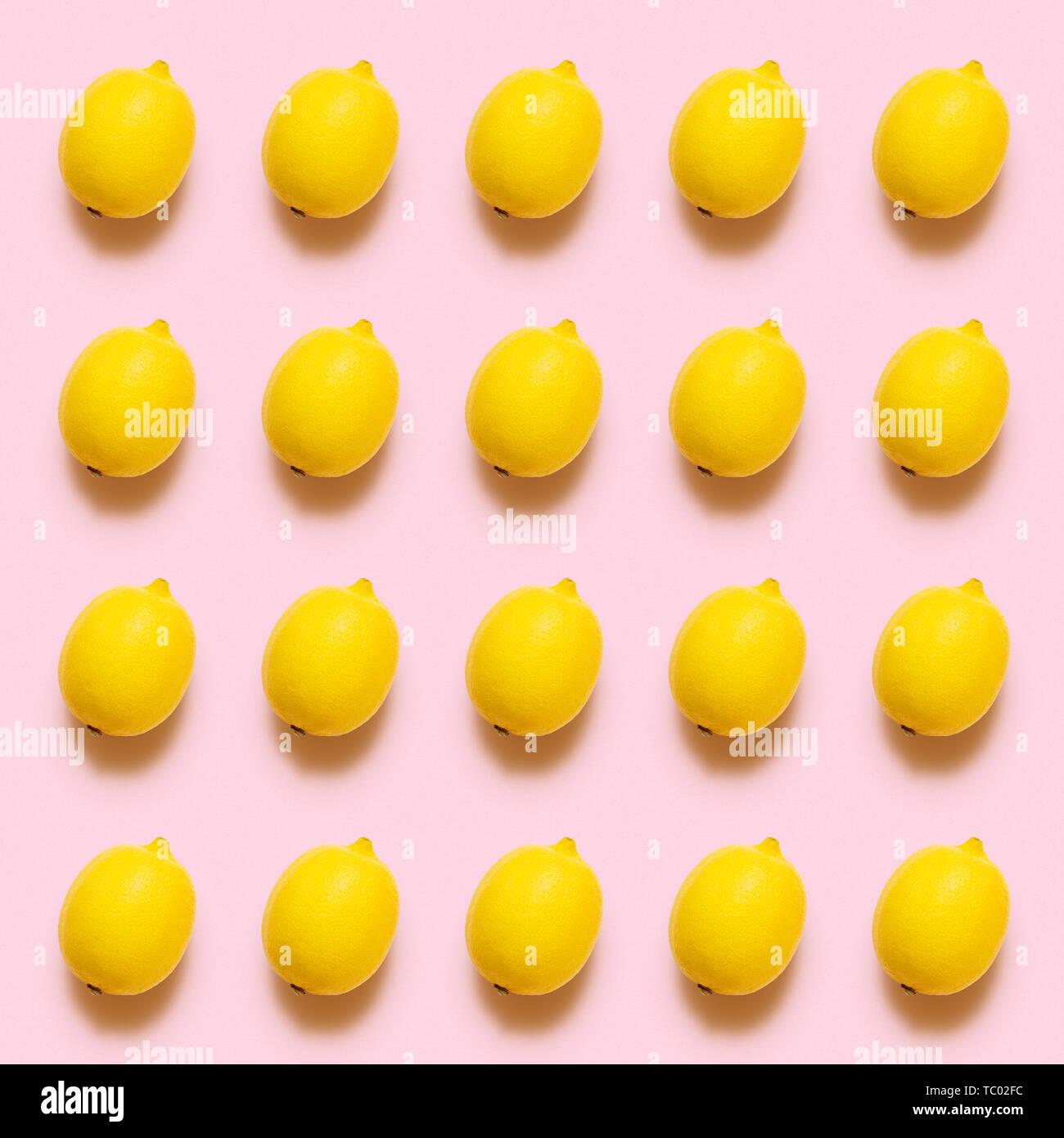 Lemon pattern on pastel pink background. Minimal style, summer concept ...