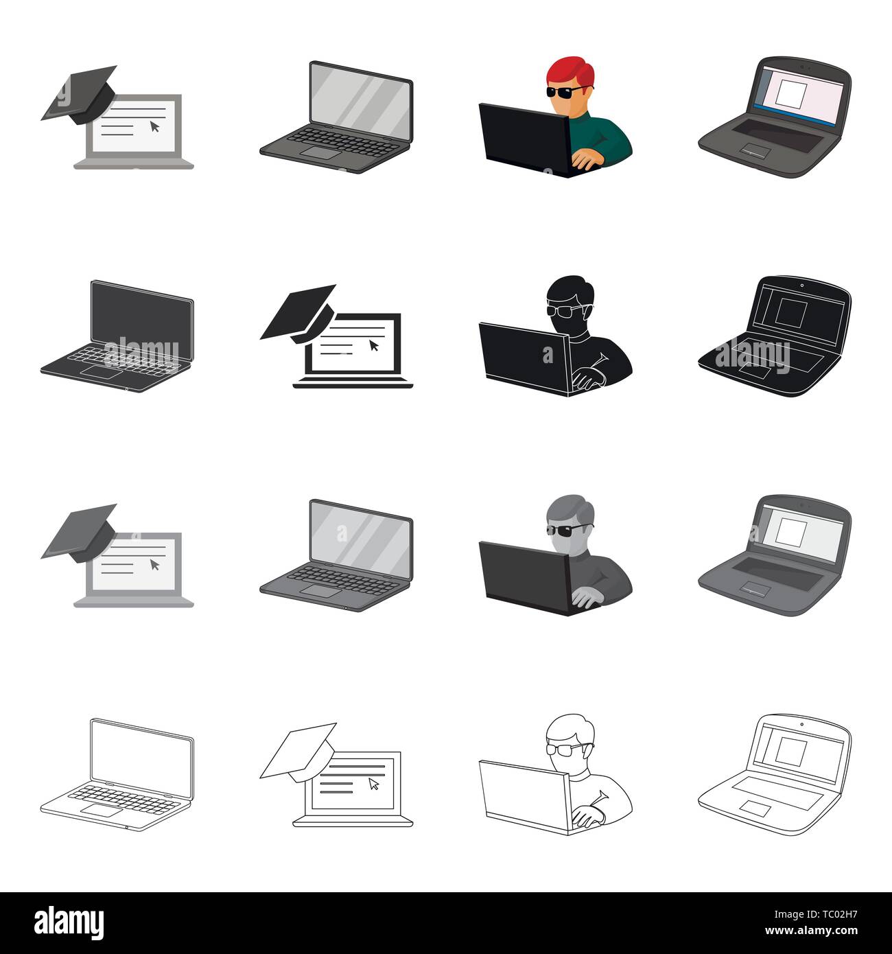 Vector design of pc and screen symbol. Collection of pc and monitor ...