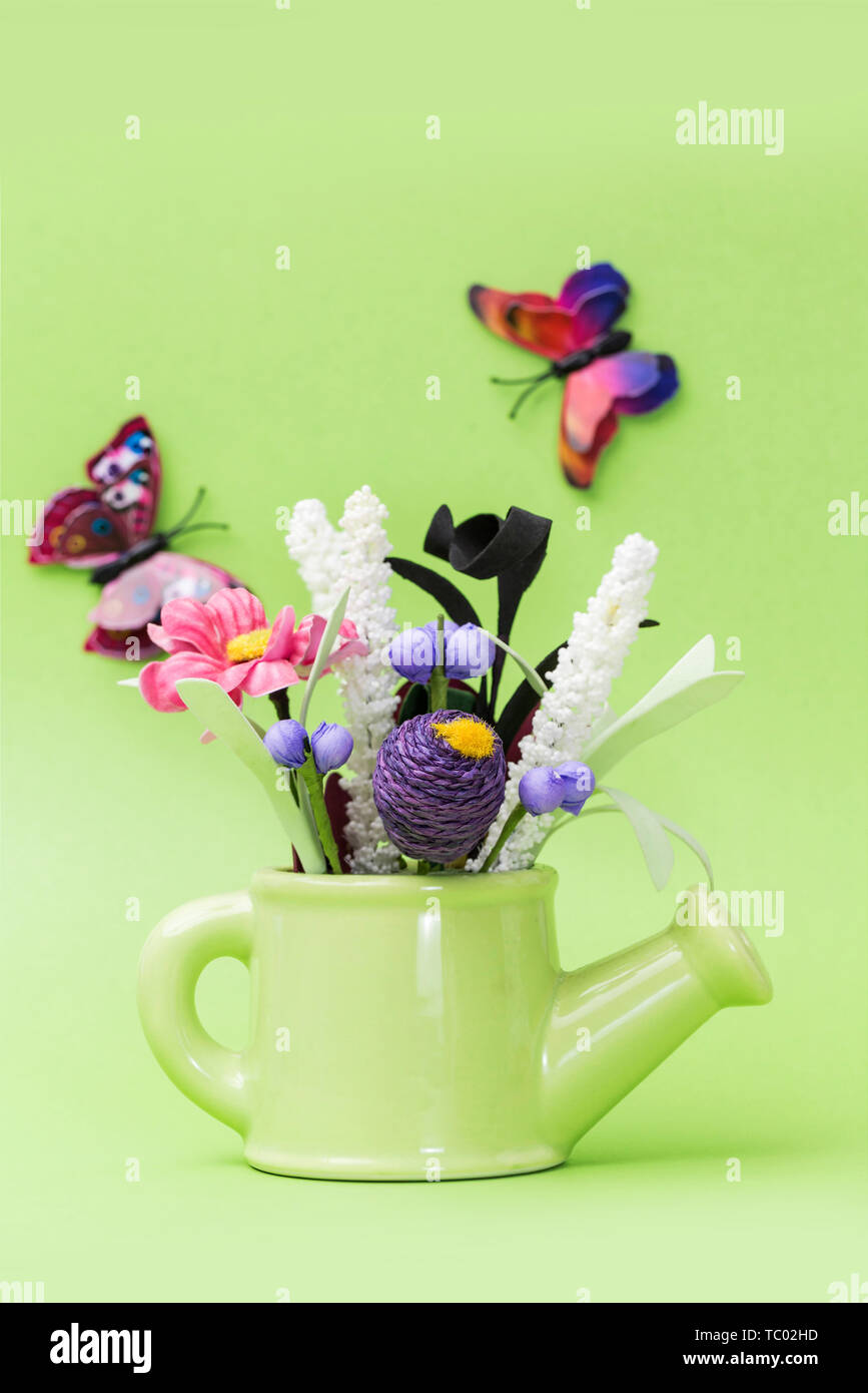 Pot plants in solid color background Stock Photo - Alamy