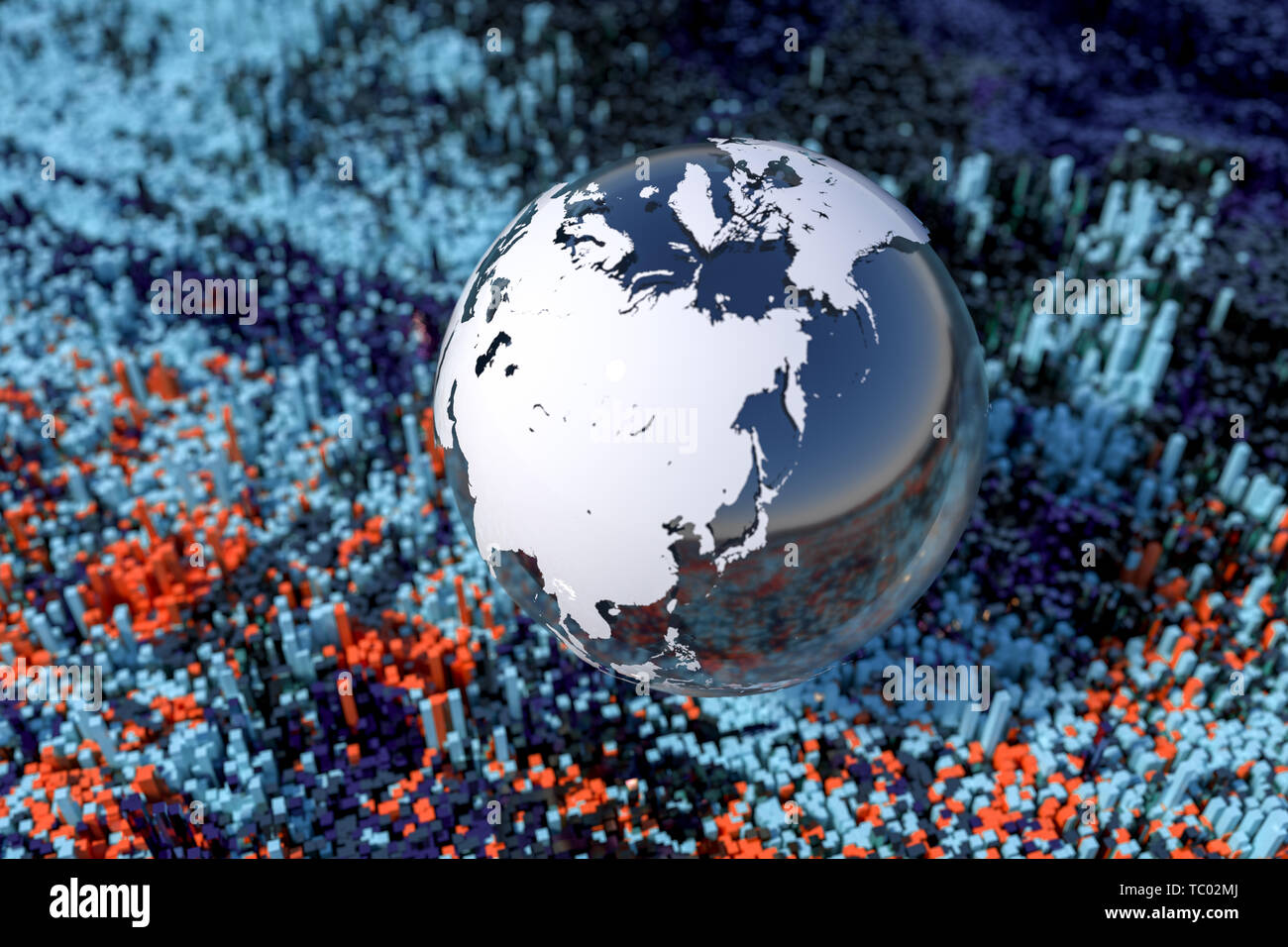 Concave-convex changing terrain and Earth model, three-dimensional ...