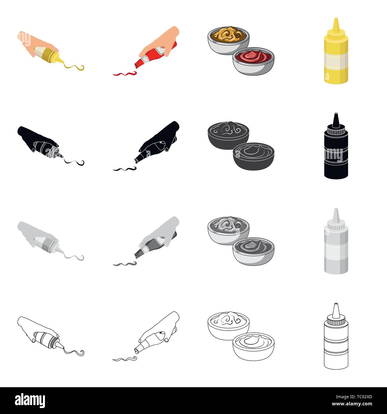 Vector design of sauce and condiment icon. Set of sauce and bowl stock ...